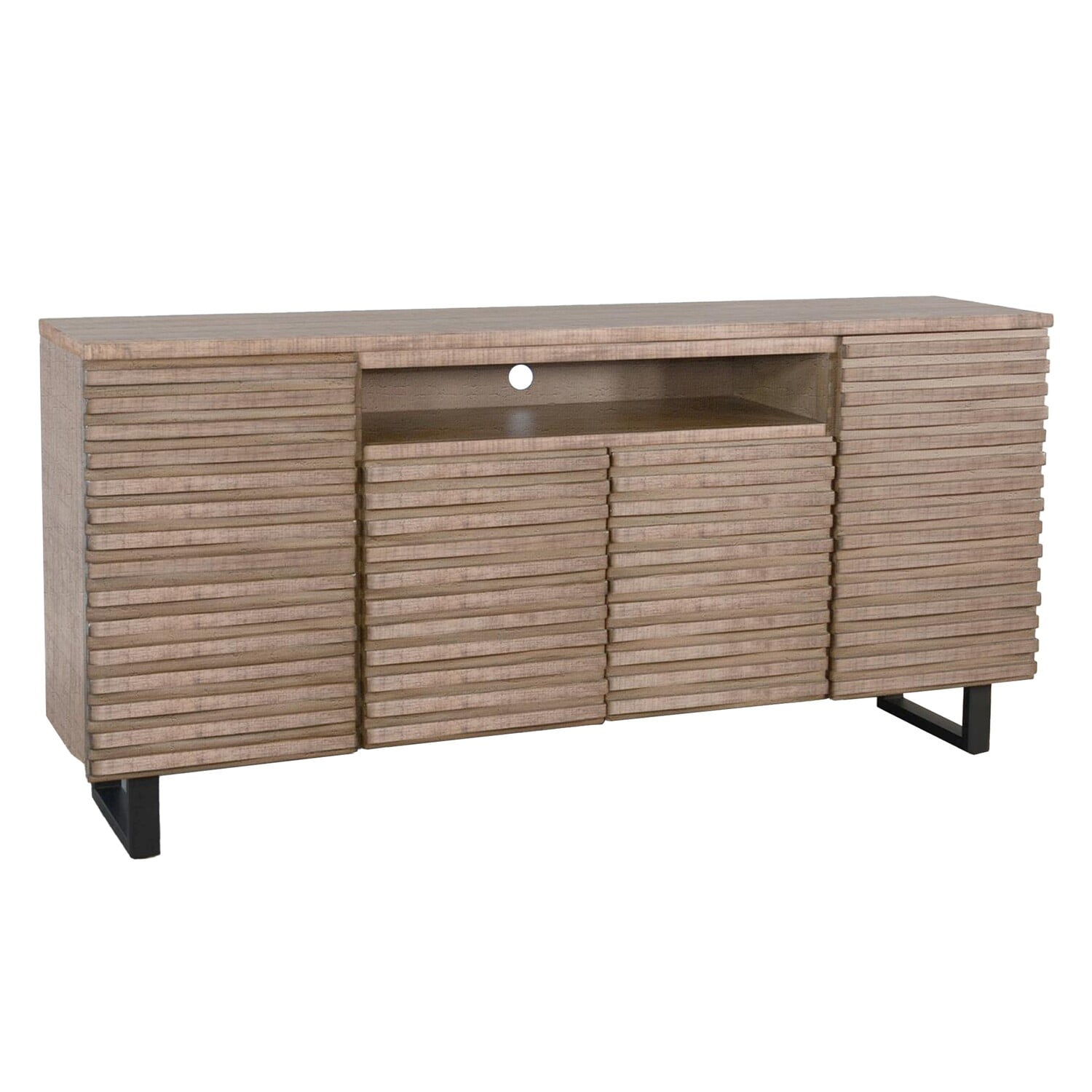 Desy TV Media Entertainment Console, Fluted Doors, Light Brown 72 Inch ...