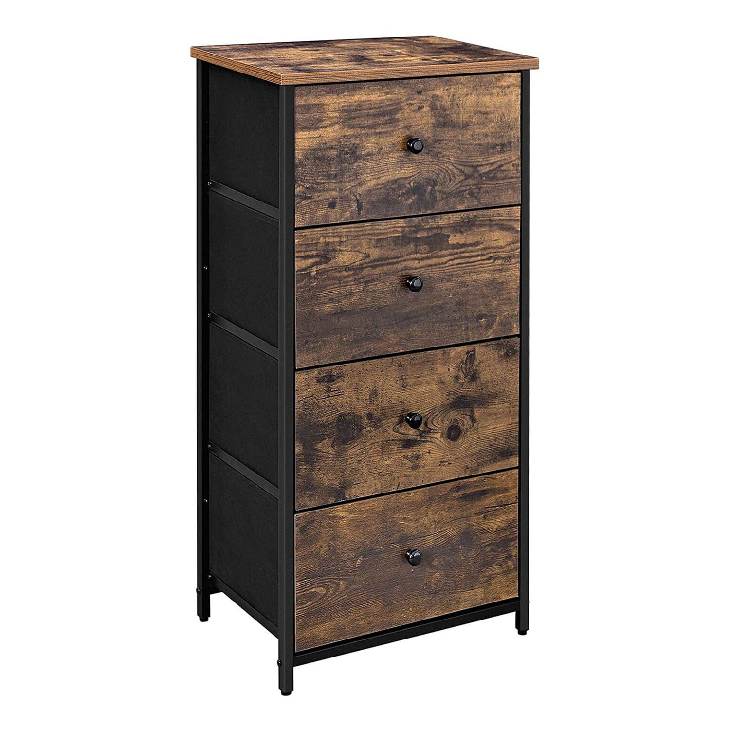 Doe 36 Inch 4 Drawer Tall Dresser Chest, Wood, Metal, Rustic Brown ...