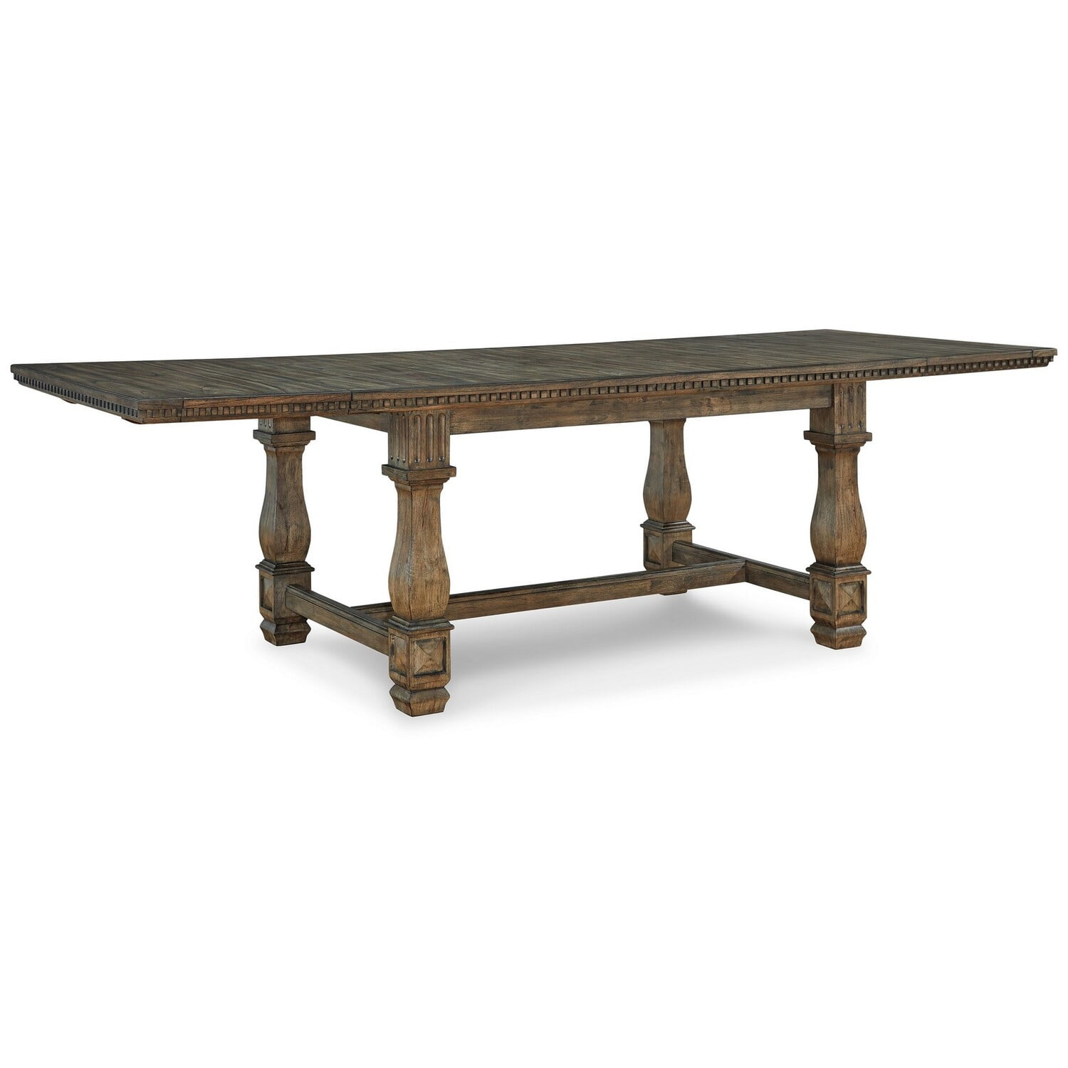 Dree 75-106 Inch Brown Extendable Dining Table Rectangular Turned Legs ...