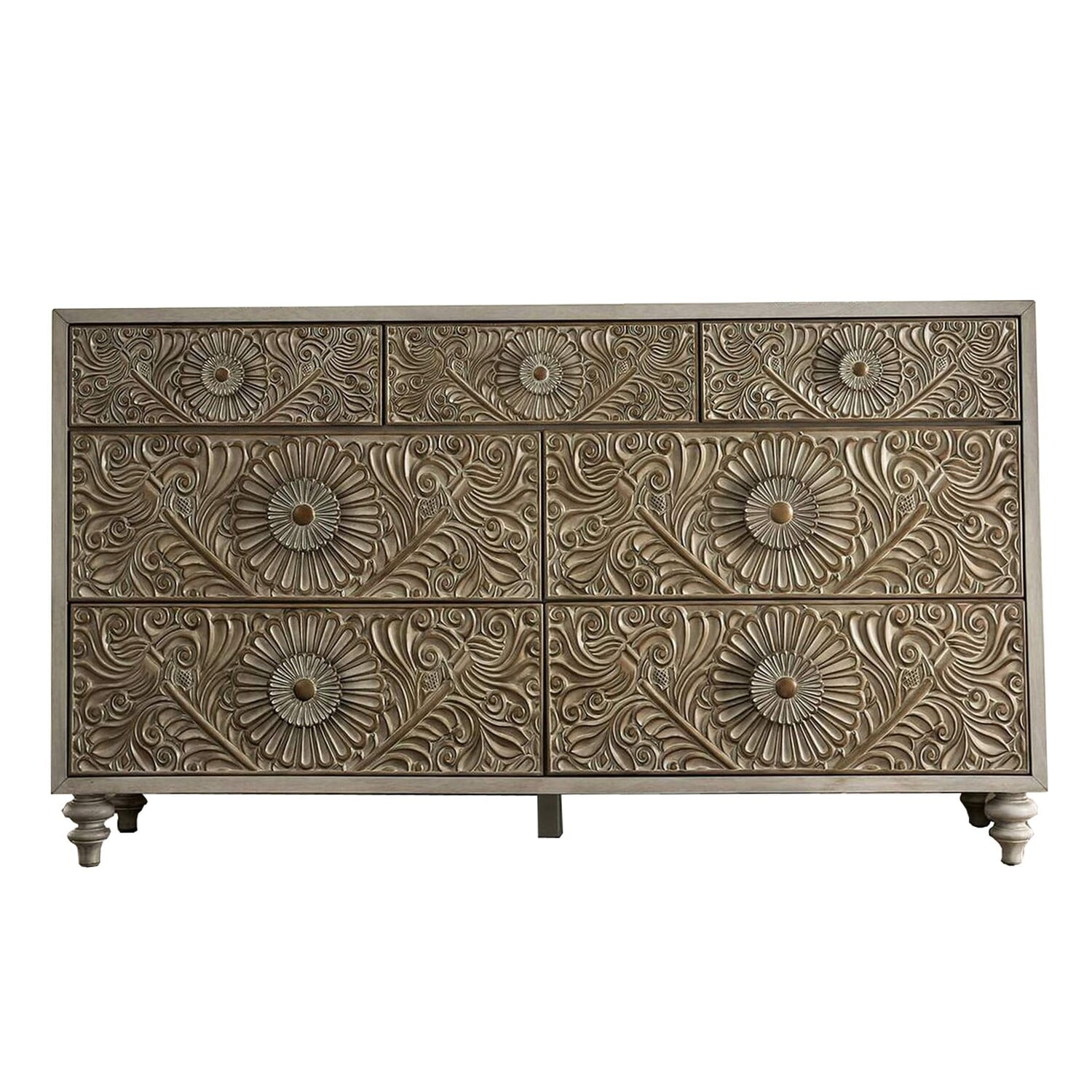 Benjara Dresser with Polyresin Floral Design, Ivory - Walmart.com