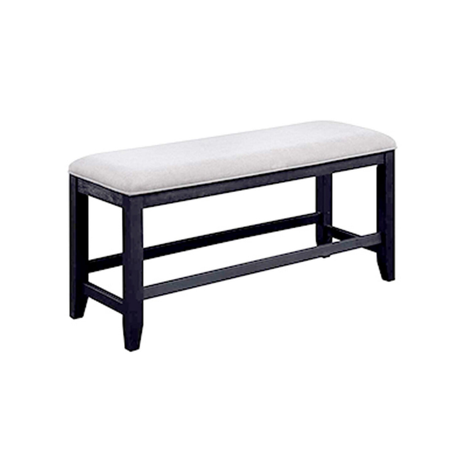 Edward 48 Inch Counter Height Dining Bench, White Fabric and Black Wood ...