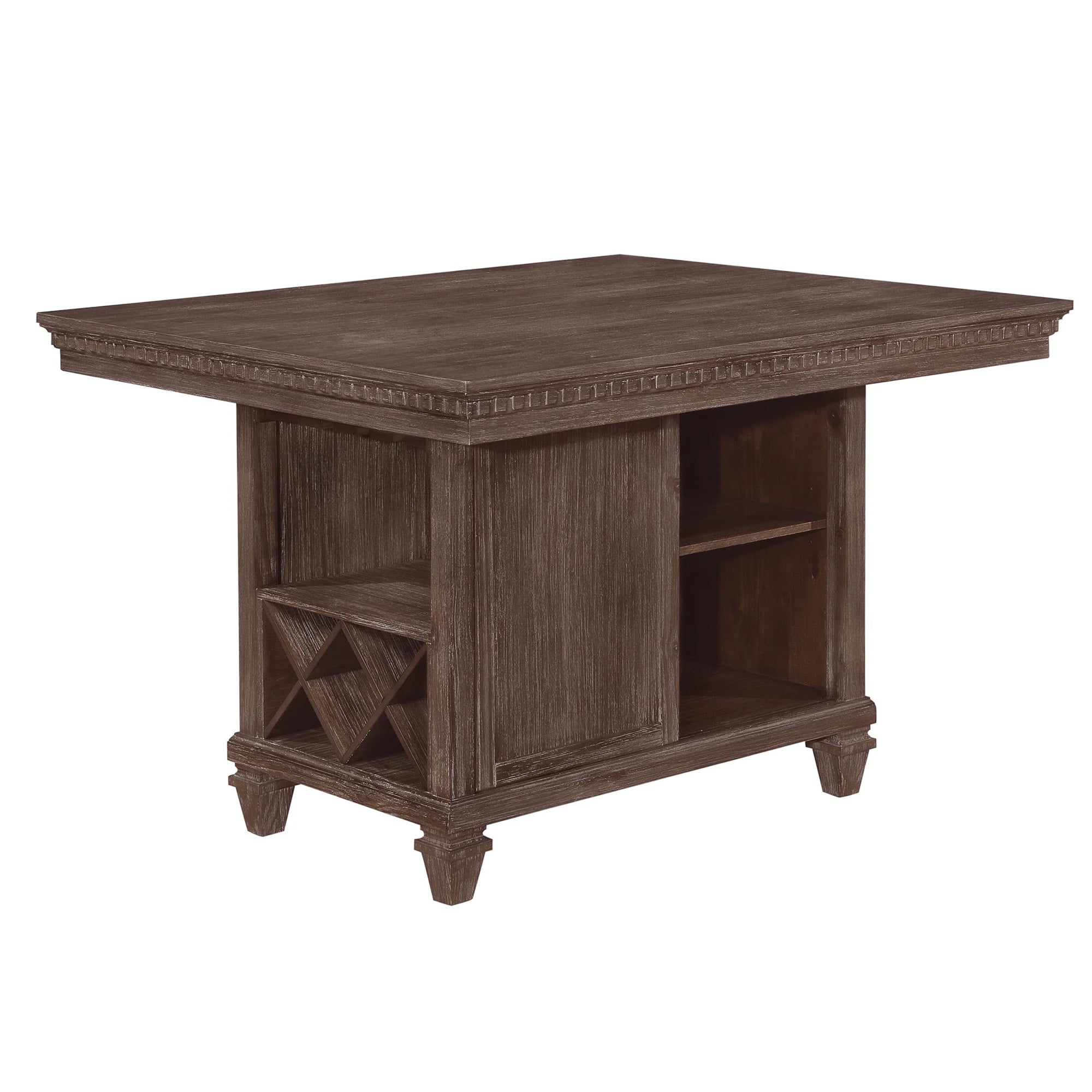 Edward 54 Inch Counter Height Dining Table, Wine Rack, Wood, Warm Brown ...