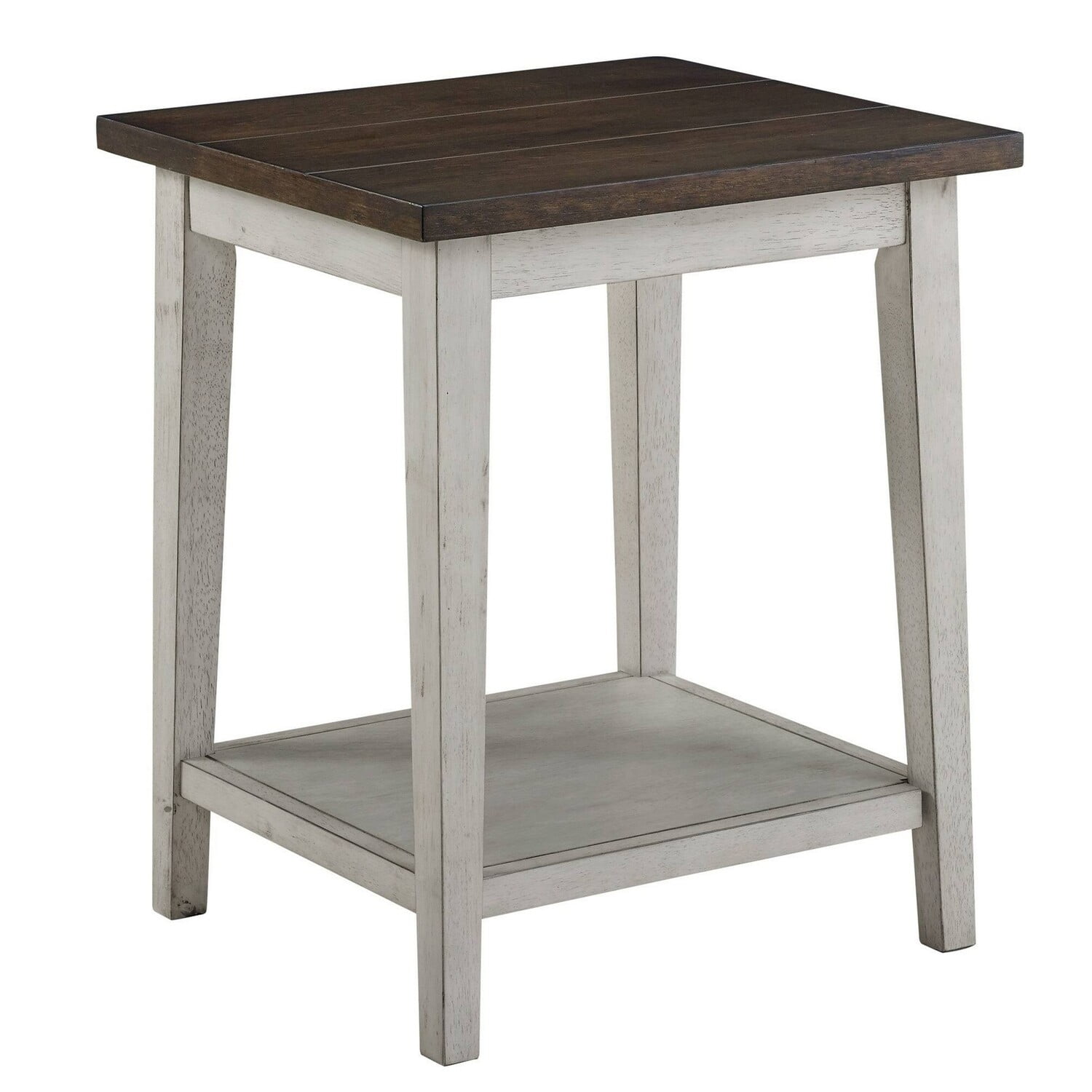 Benjara Eleni 24 Inch Side Table, Square Bottom Shelf, Antique White ...