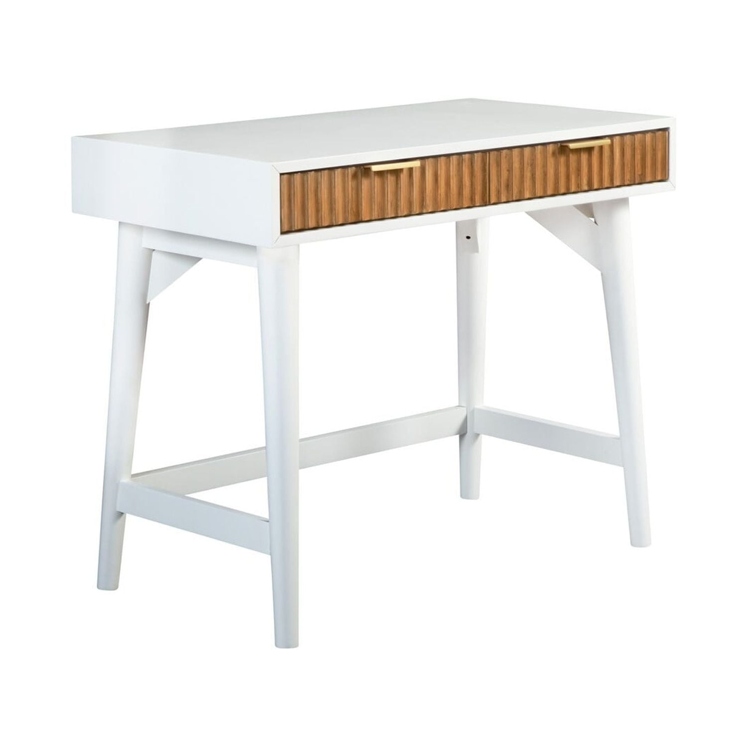 Benjara Eli 36 Inch 2 Drawer Home Office Desk, Mahogany Wood, Brown White - Walmart.com