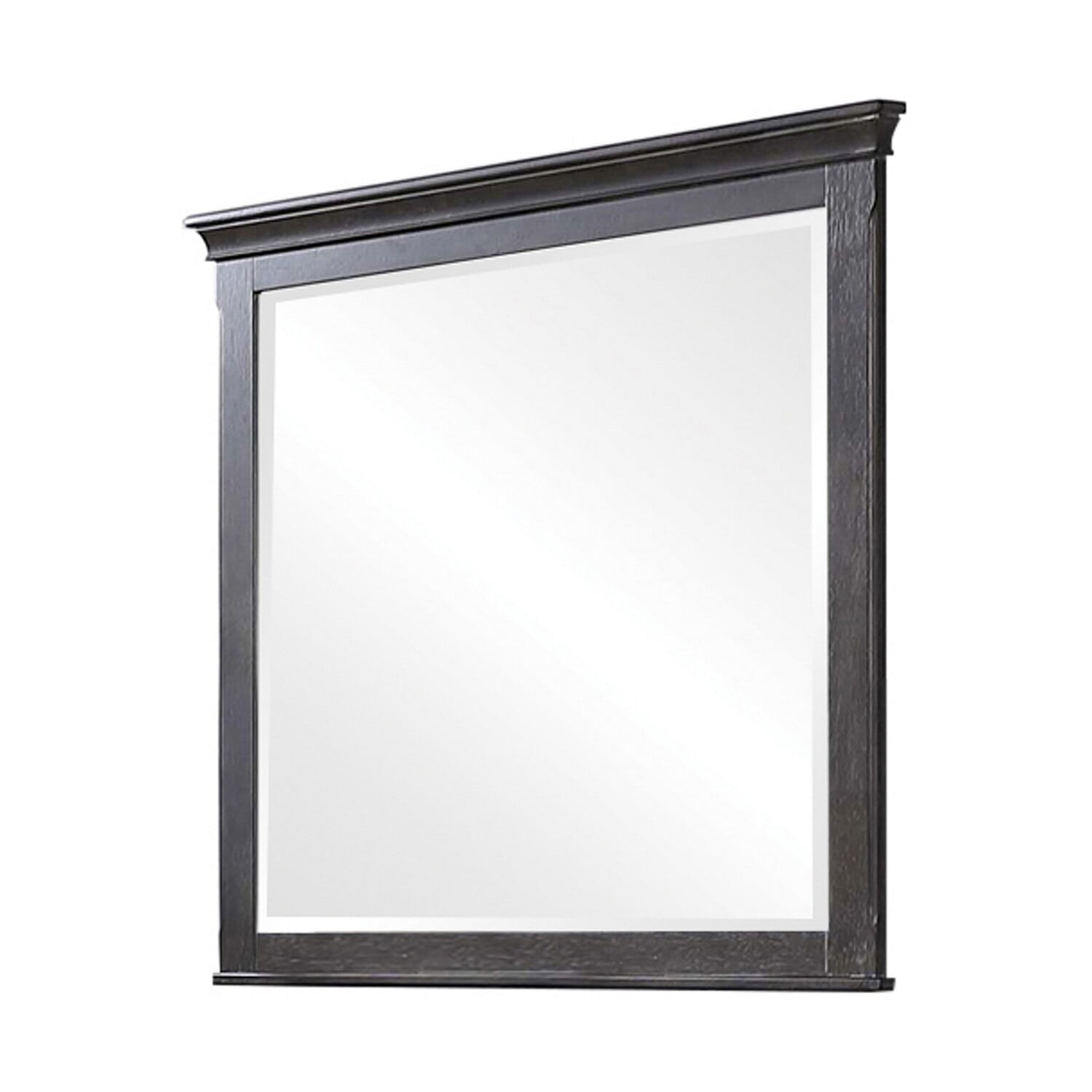 Eli 44 Inch Mirror, Wood Frame, Crown Molding, Classic Weathered Brown ...