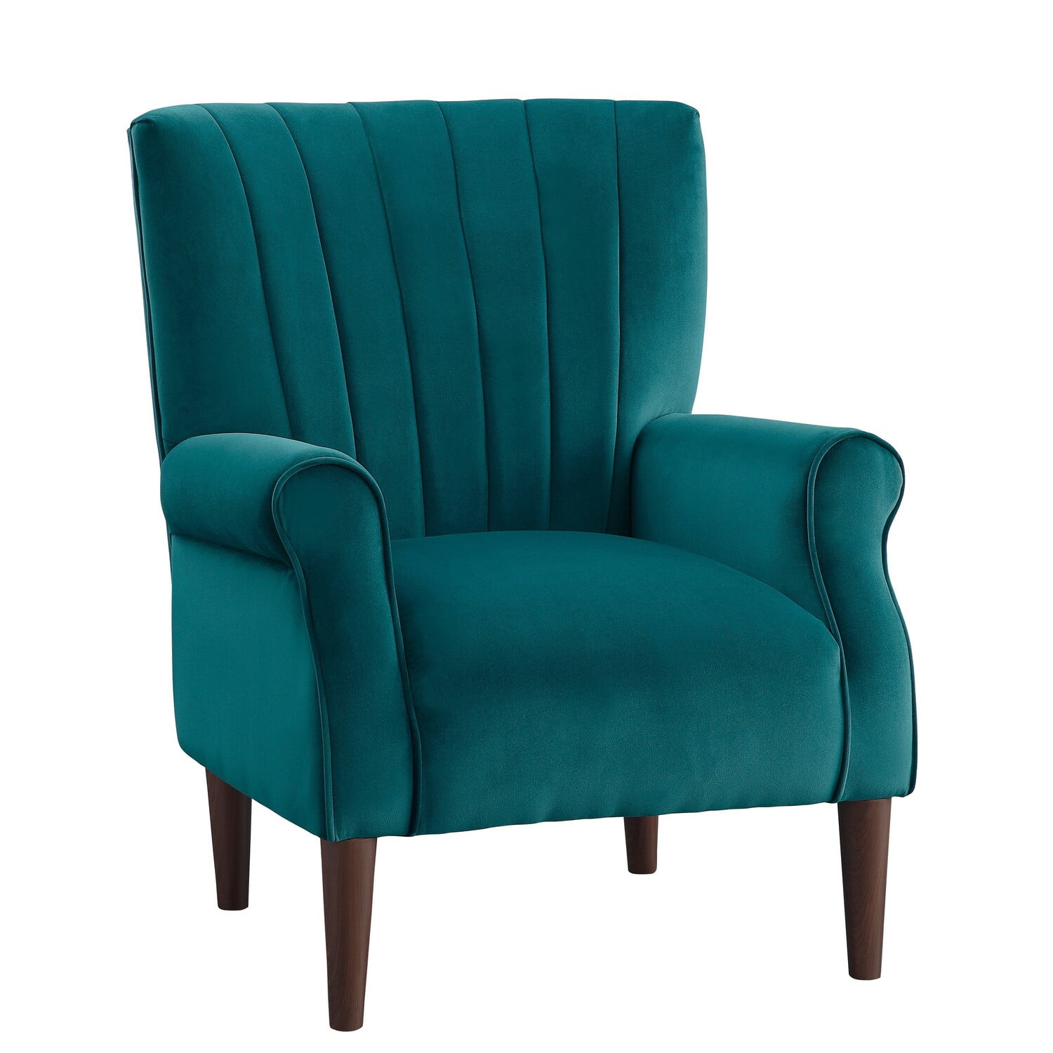 Benjara Elle 35 Inch Accent Chair Armchair, Tufted Teal Velvet, Brown Solid Wood - Walmart.com