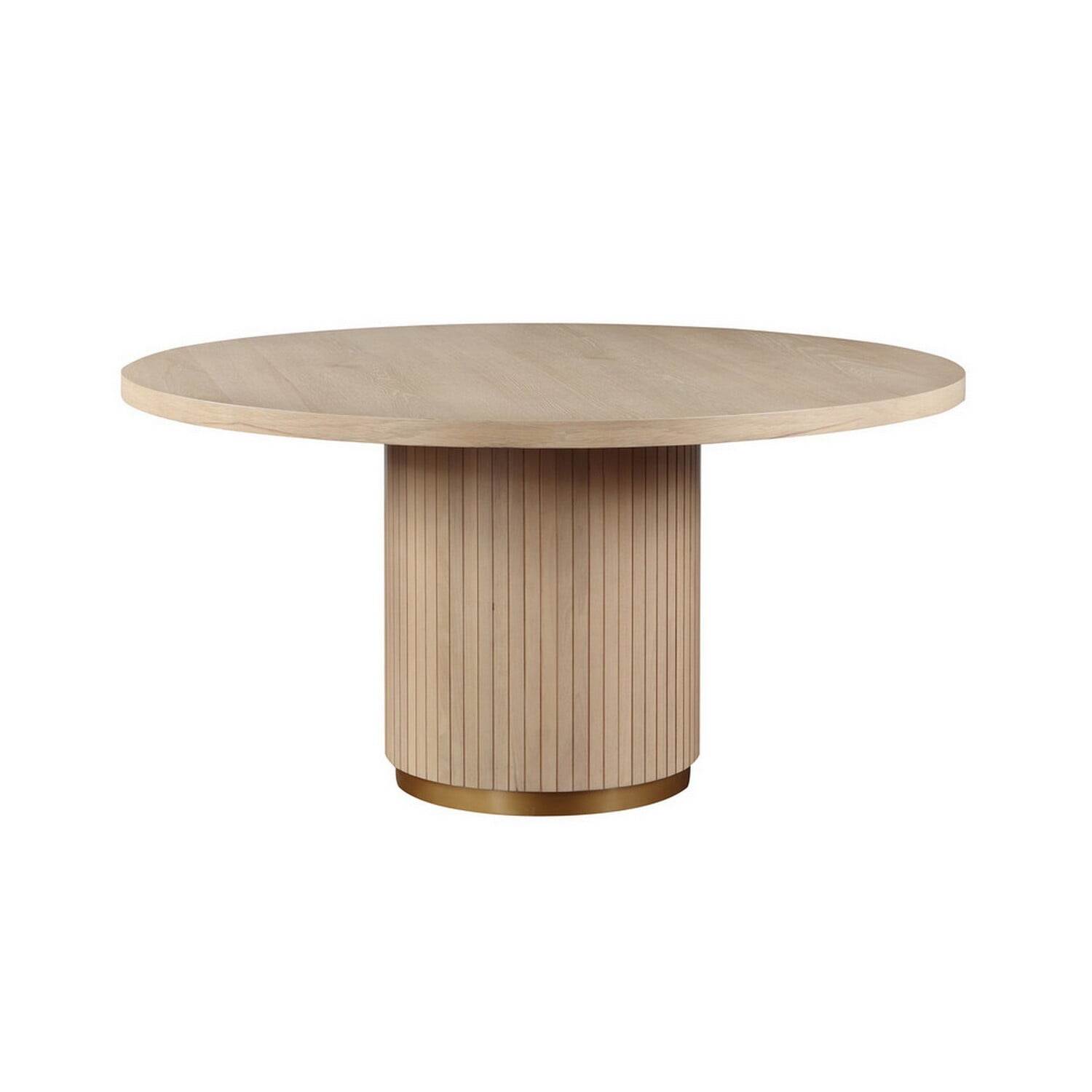 Benjara Emi 59 Inch Dining Table, Round Top and Pedestal Base, Rustic ...
