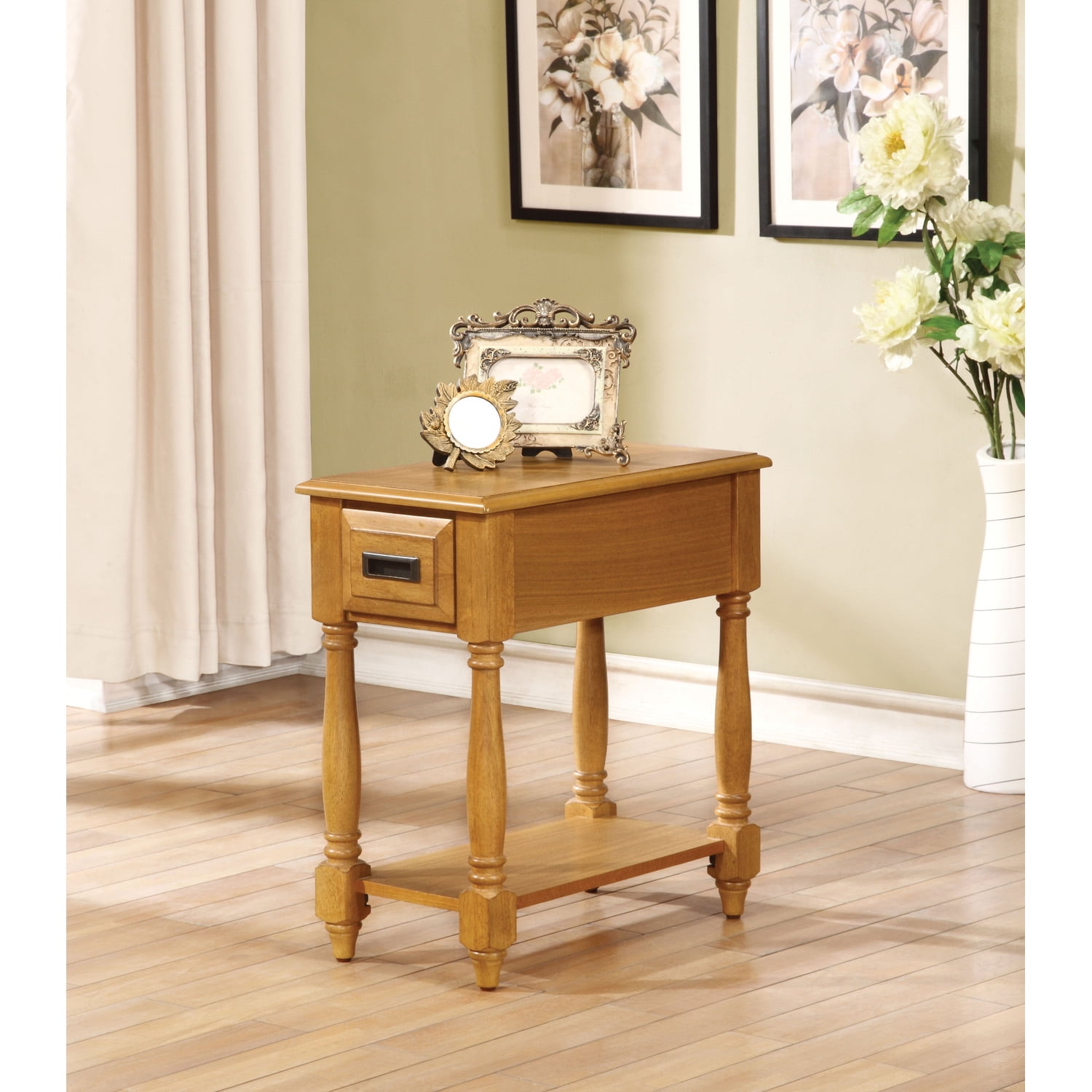 Benjara Enchanting Side Table, Light Oak Brown-Color:Light Oak Brown ...
