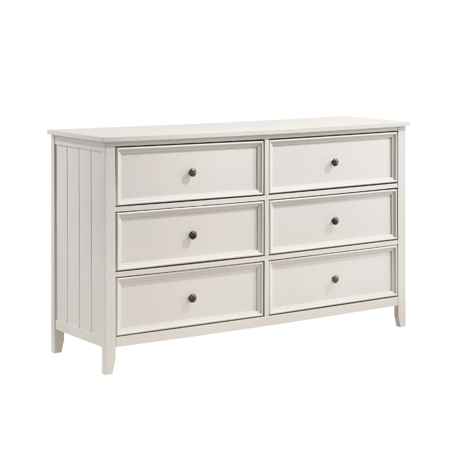 Benjara Etgo 60 Inch Dresser, White Melamine Veneer, 6 Spacious Drawers ...