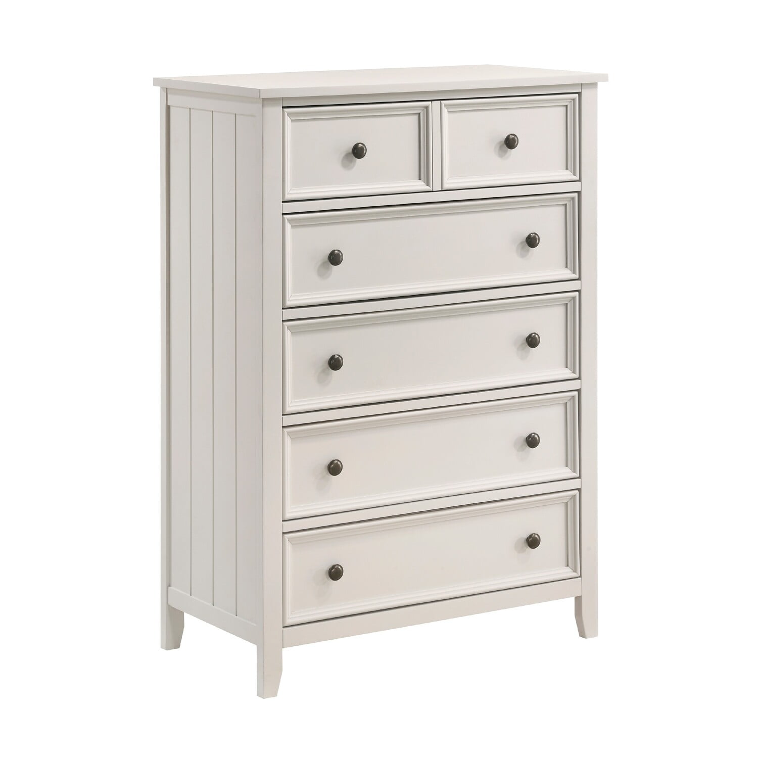 Benjara Etgo Tall Dresser Chest, White Melamine Veneer, 5 Drawers ...