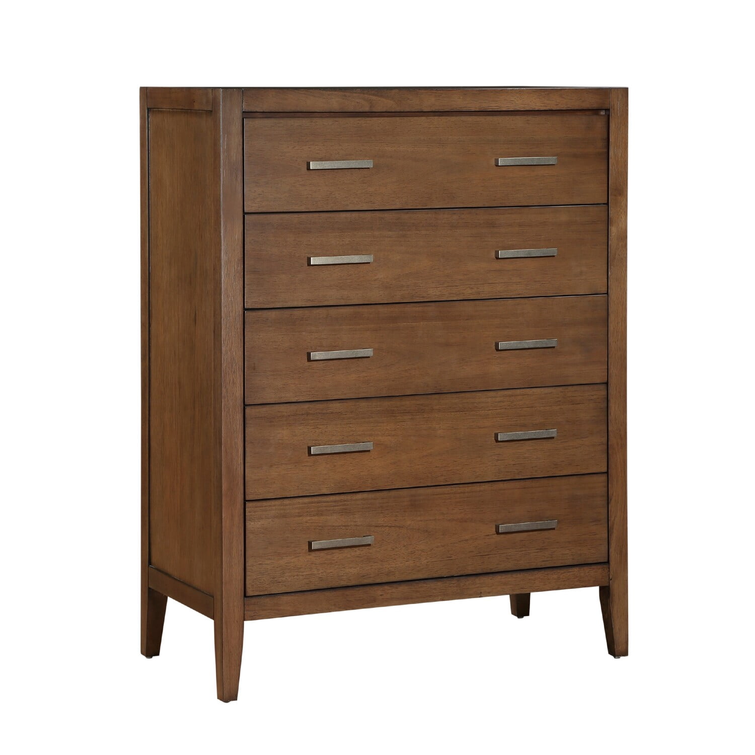 Benjara Evi Tall Dresser Chest, 5 Drawers, Brushed Rich Brown, Brass ...