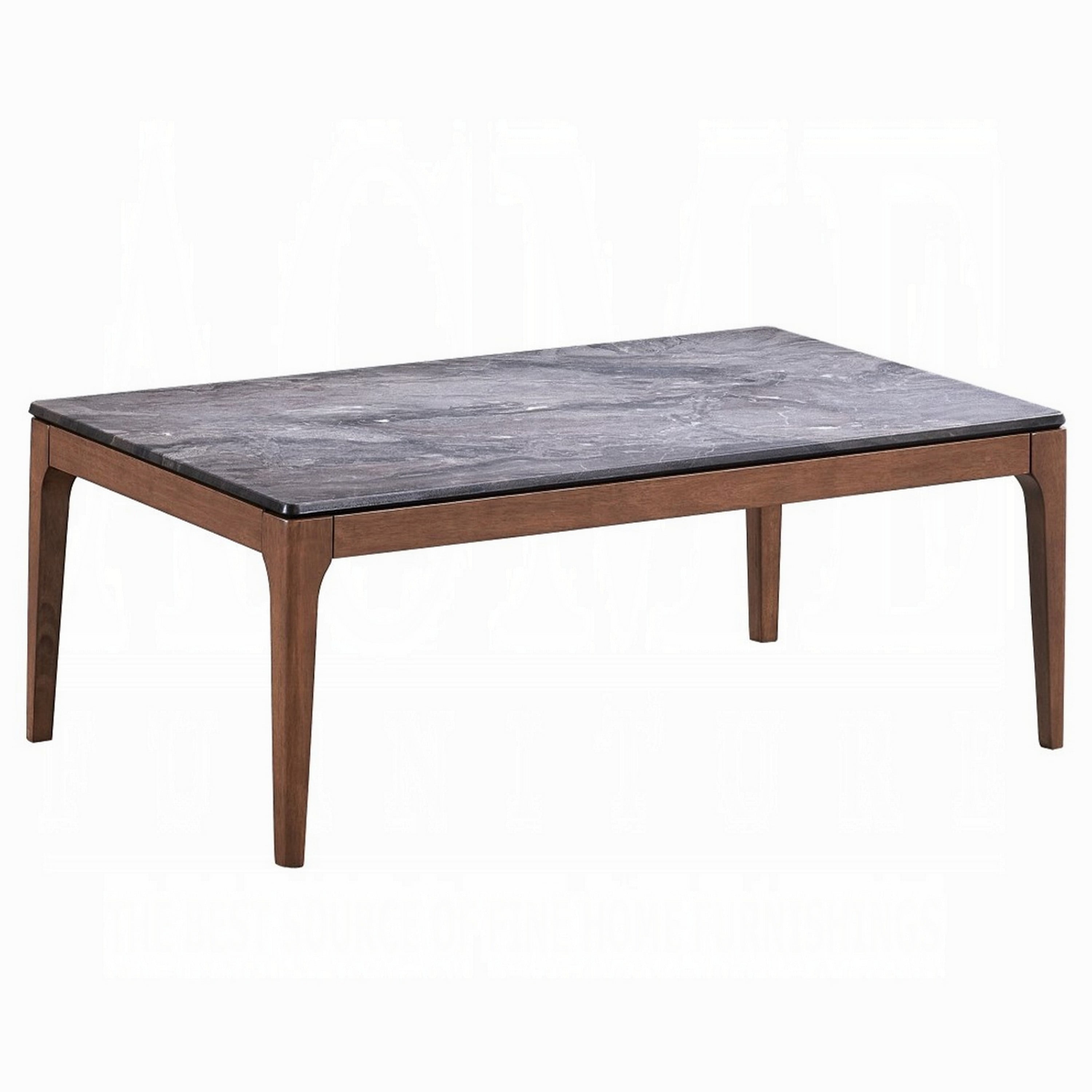 Evis Coffee Table, Rectangular 47 Inch Gray Faux Stone, Brown Wood ...