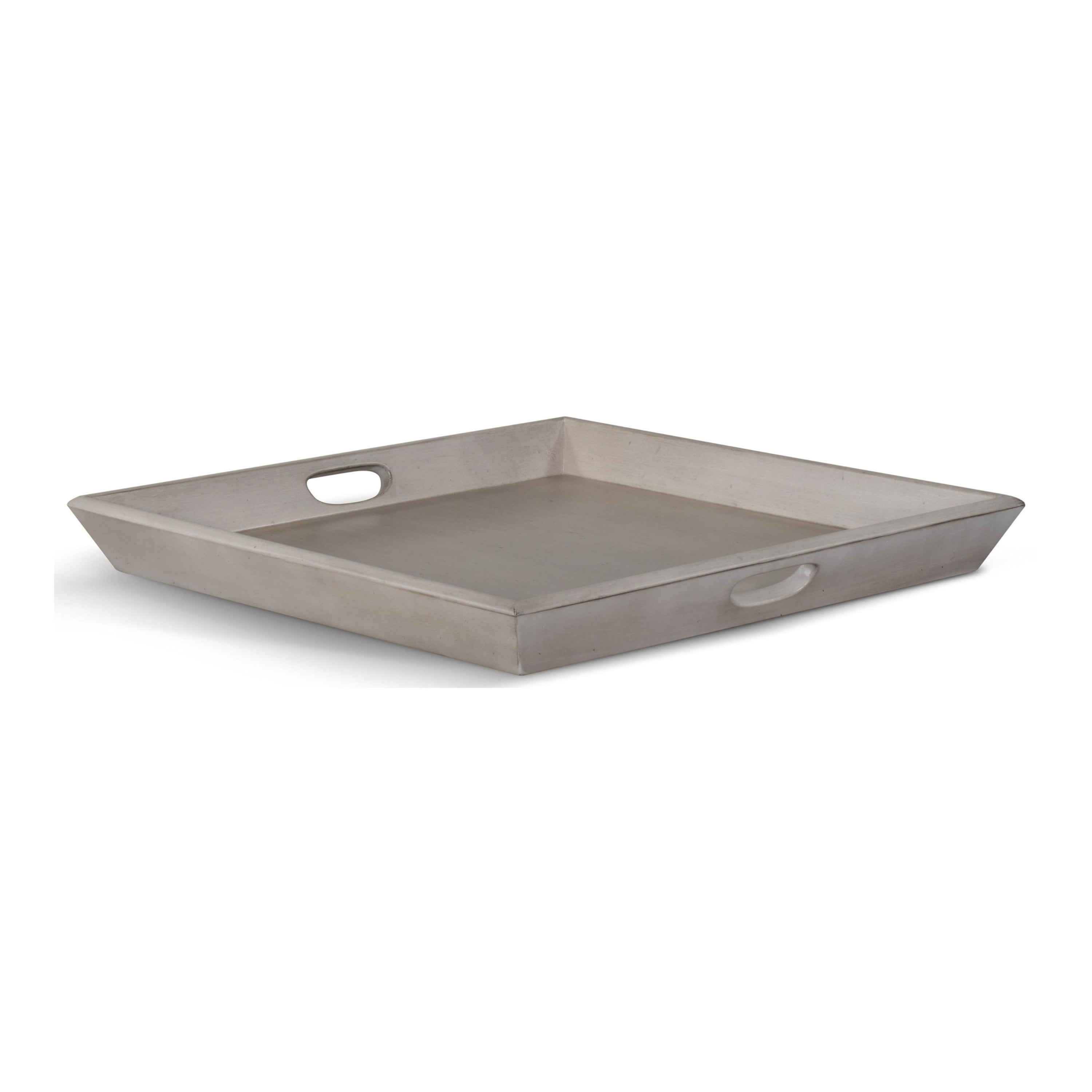 Eyna Decorative Serving Tray, 27x27 Square Taupe Gray Mindi Wood ...