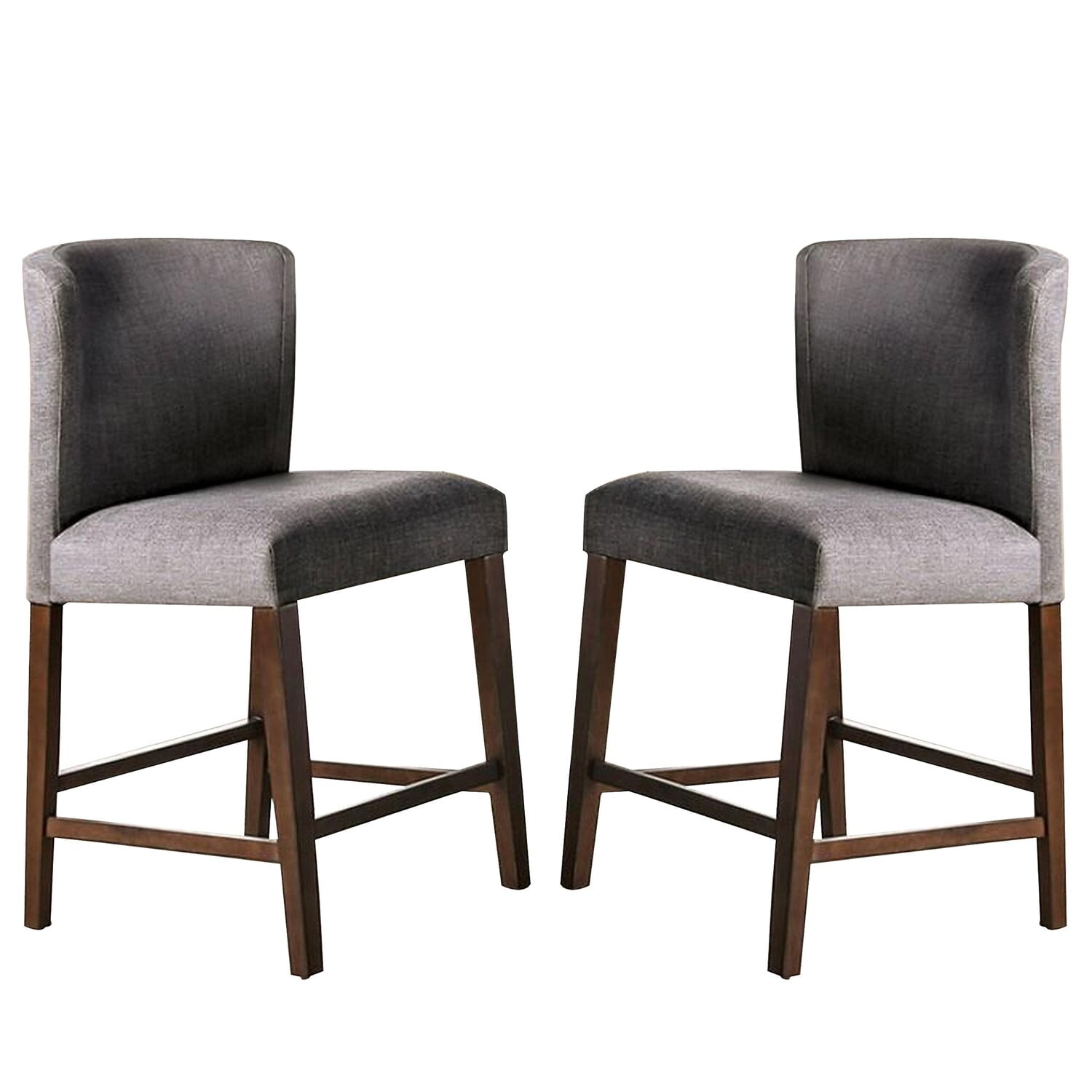 Benjara Fabric Counter Height Chair with Low Wingback, Set of 2, Gray ...