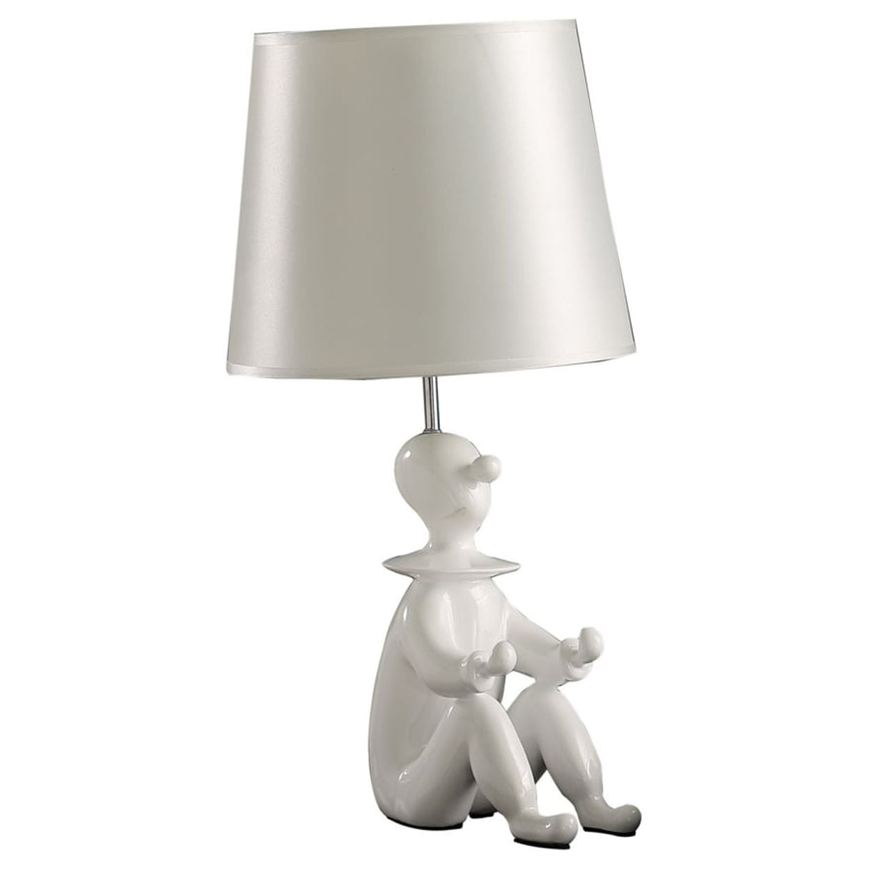 Benjara Fabric Shade Table Lamp with Polyresin Sitting Clown Base ...
