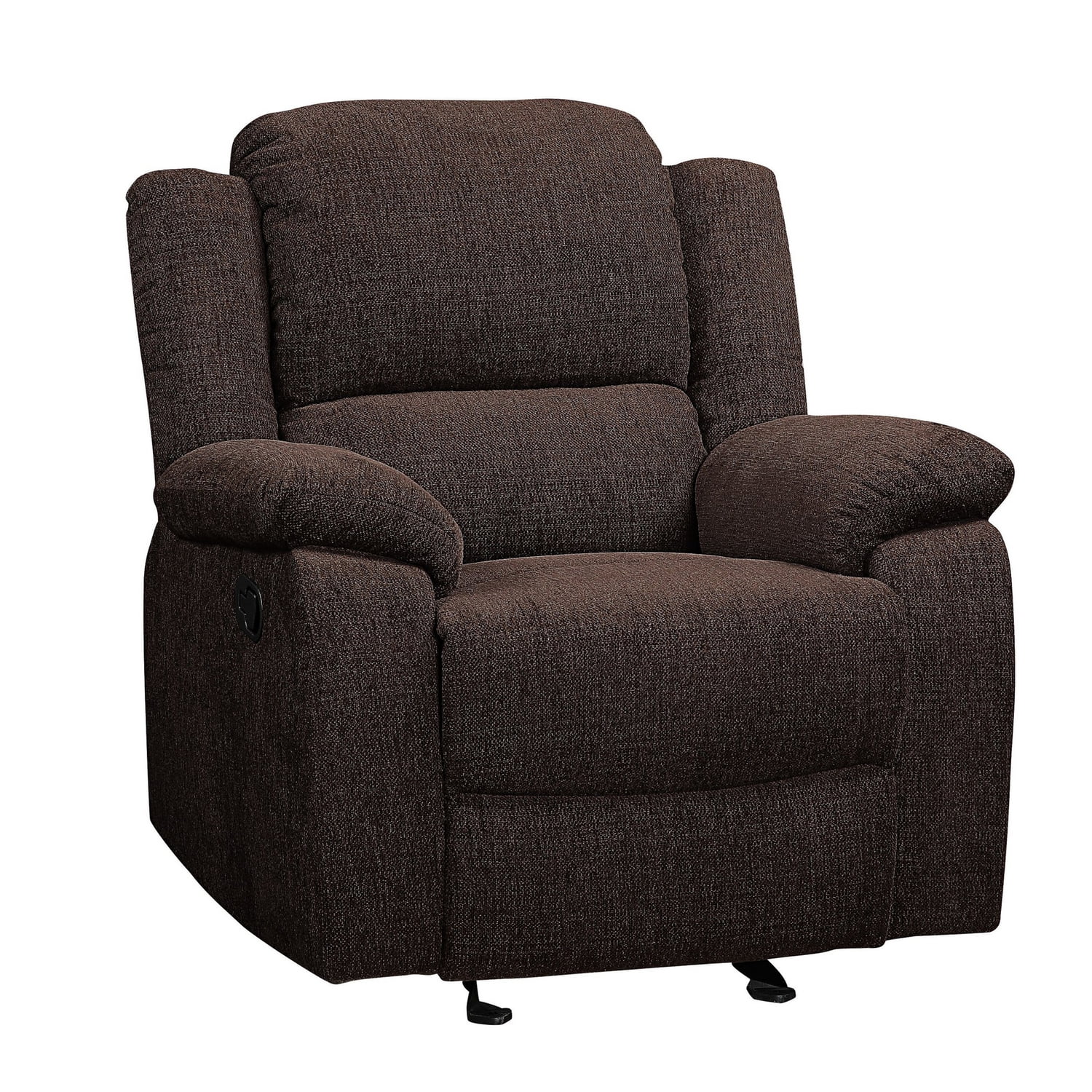 Fabric Upholstered Glider Recliner Chair with Pillow Top Armrest, Brown ...