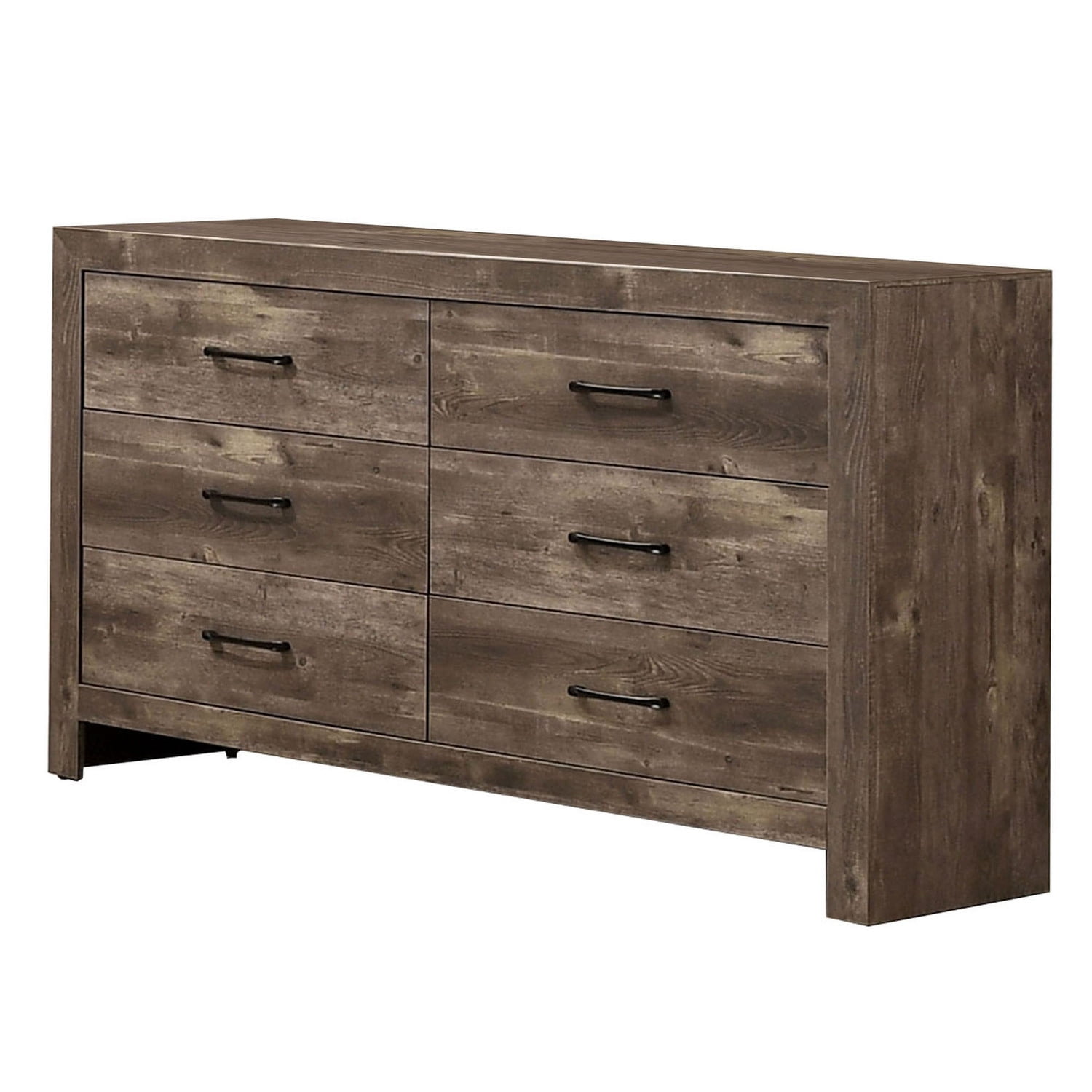 Farmhouse Style 6 Drawer Wooden Dresser with Panel Base Natural Brown ...