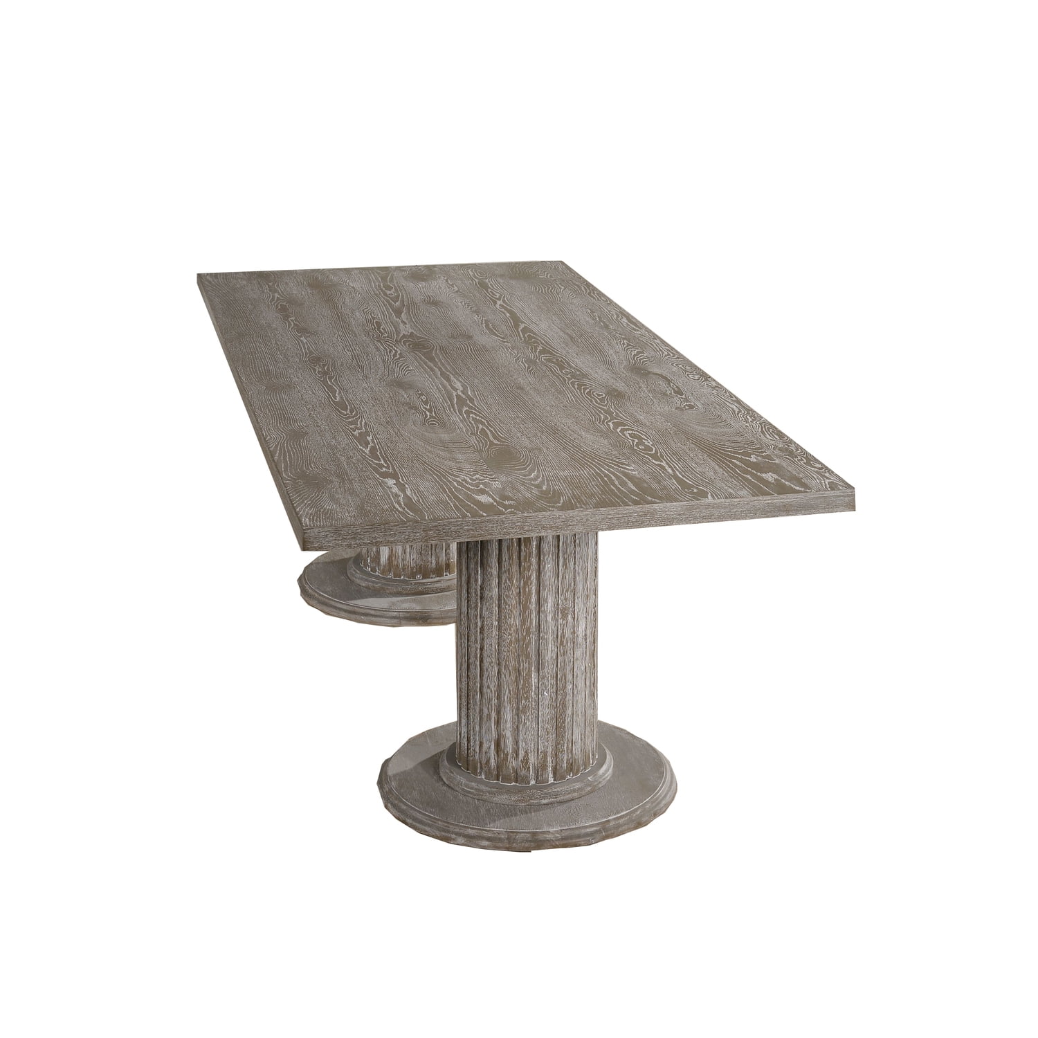 Benjara Farmhouse Style Dining Table with Fluted Columns Double ...
