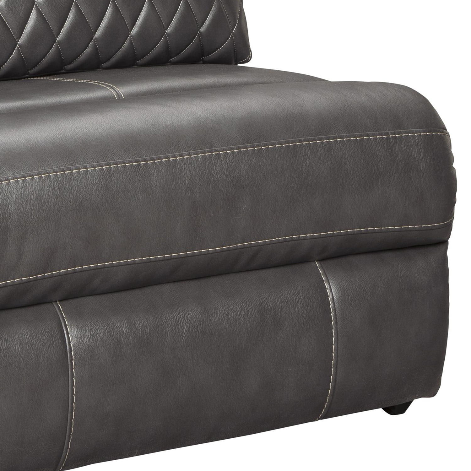 Benjara Faux Leather Upholstered Chair with Tufted Backrest, Gray ...