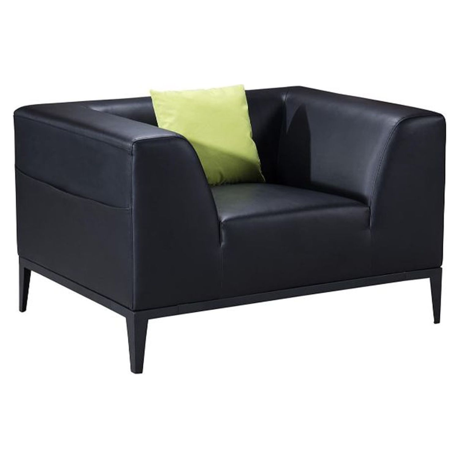 Benjara Faux Leather Upholstered Wooden Chair with Metal Tapered Legs ...