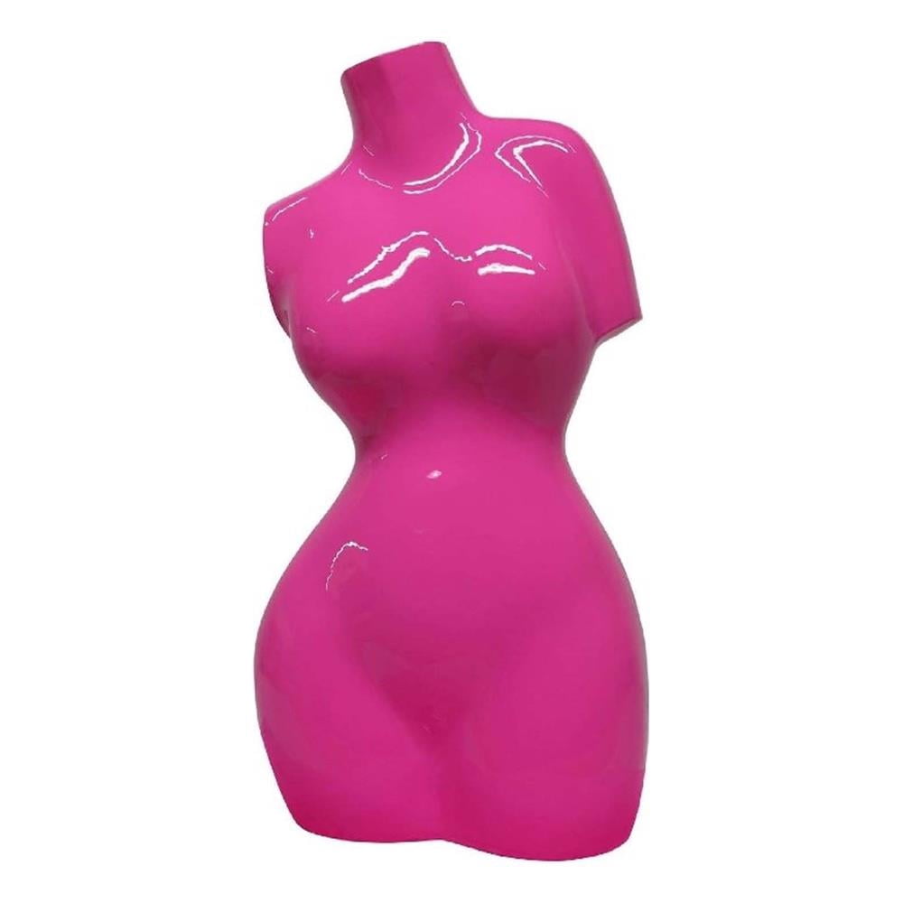 Benjara Female Torso Tabletop Decor- Bright Pink Resin Sculptural Bust ...