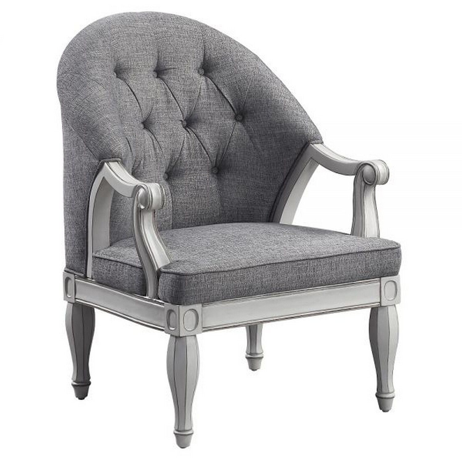 Benjara Fil 32 Inch Armchair, Tufted Backrest, Fabric Upholstery ...