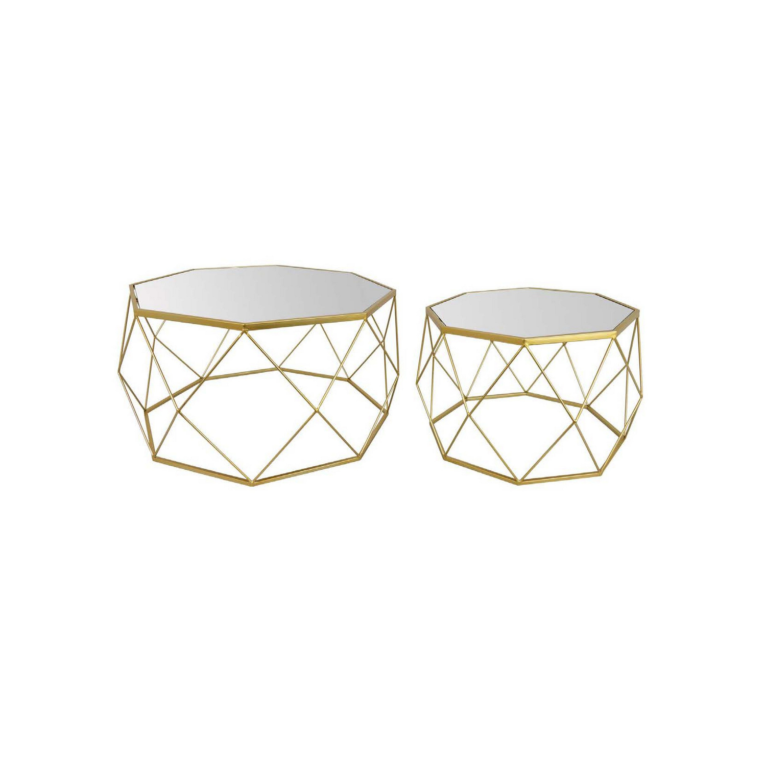 Benjara Fina Metal Plant Stand Table Set of 2, Modern Gold Metal ...