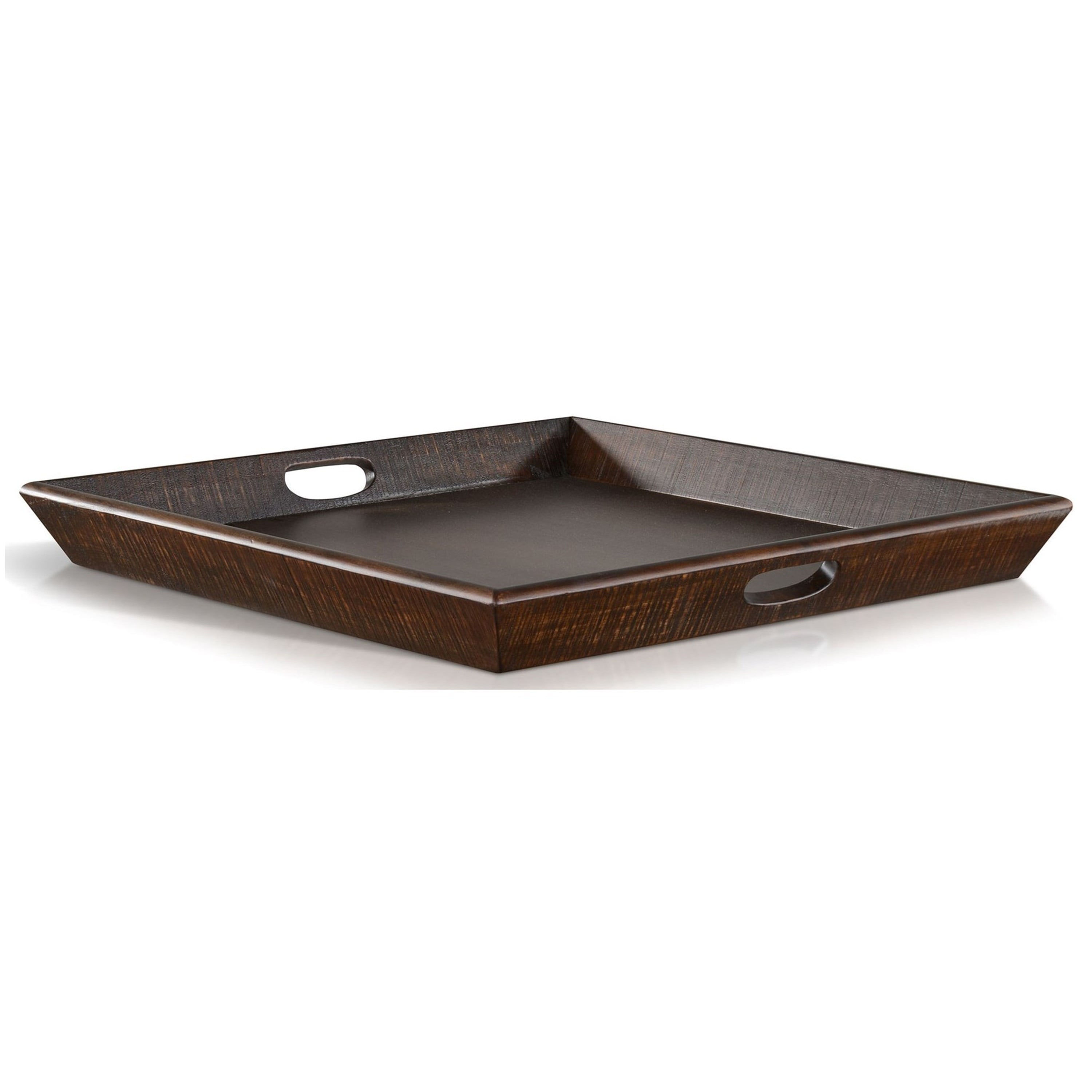 Flint Decorative Serving Tray, 27x27 Square Dark Rustic Oak Brown ...