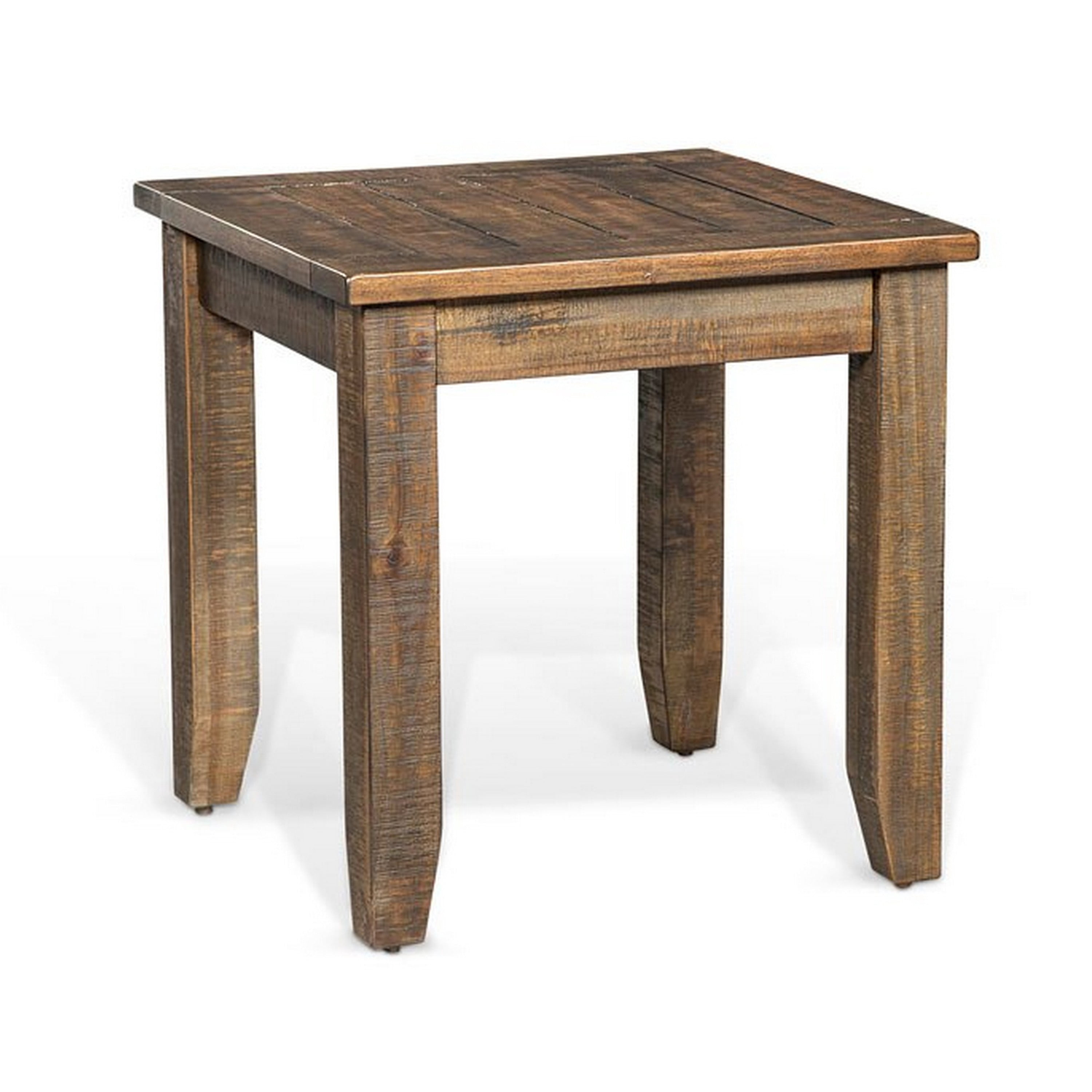 Flint Side End Table, Dark Brown Mahogany Wood Frame, 22 Inch Square ...