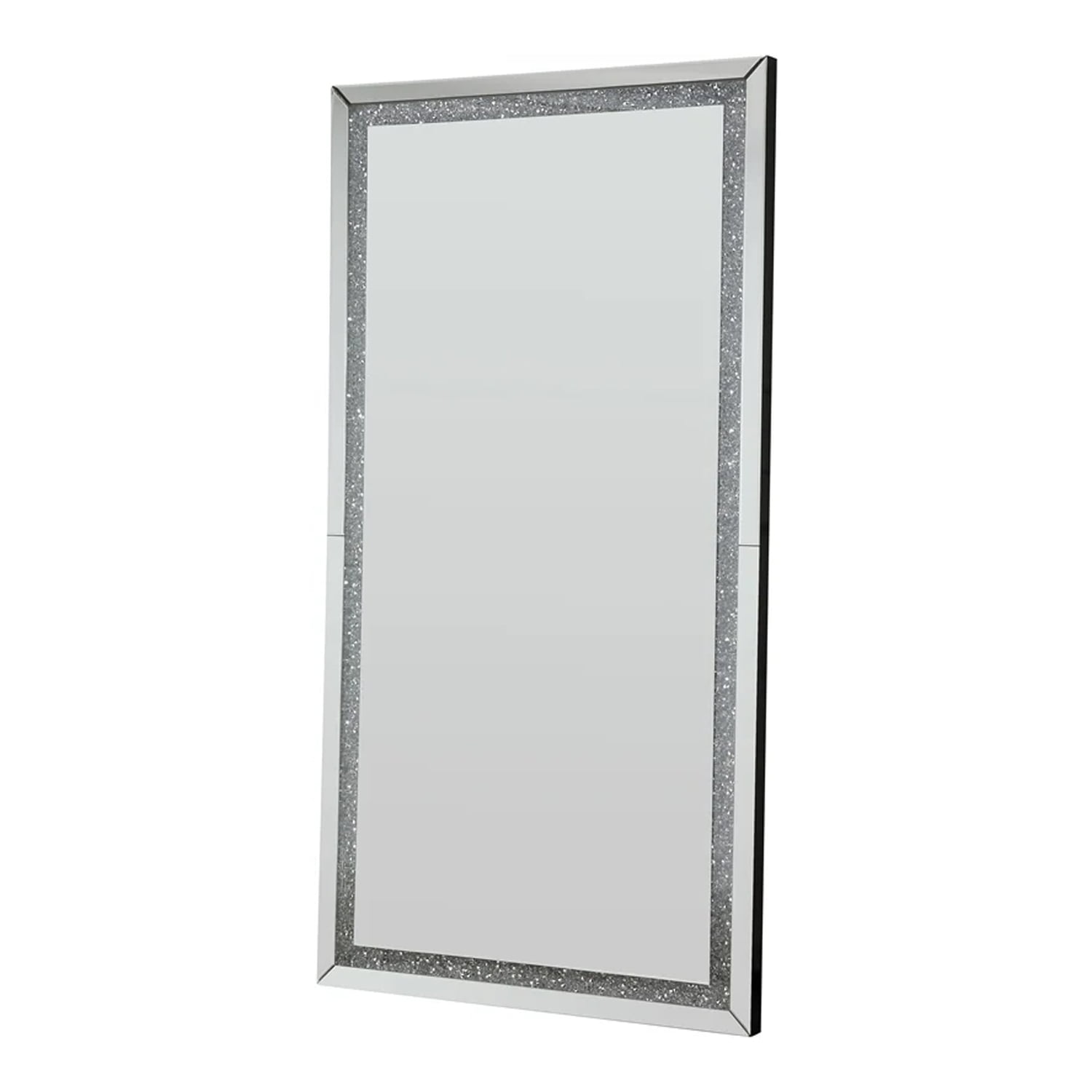 Floor Mirror with Faux Diamond Inlays and LED Trim, Silver - Walmart.com
