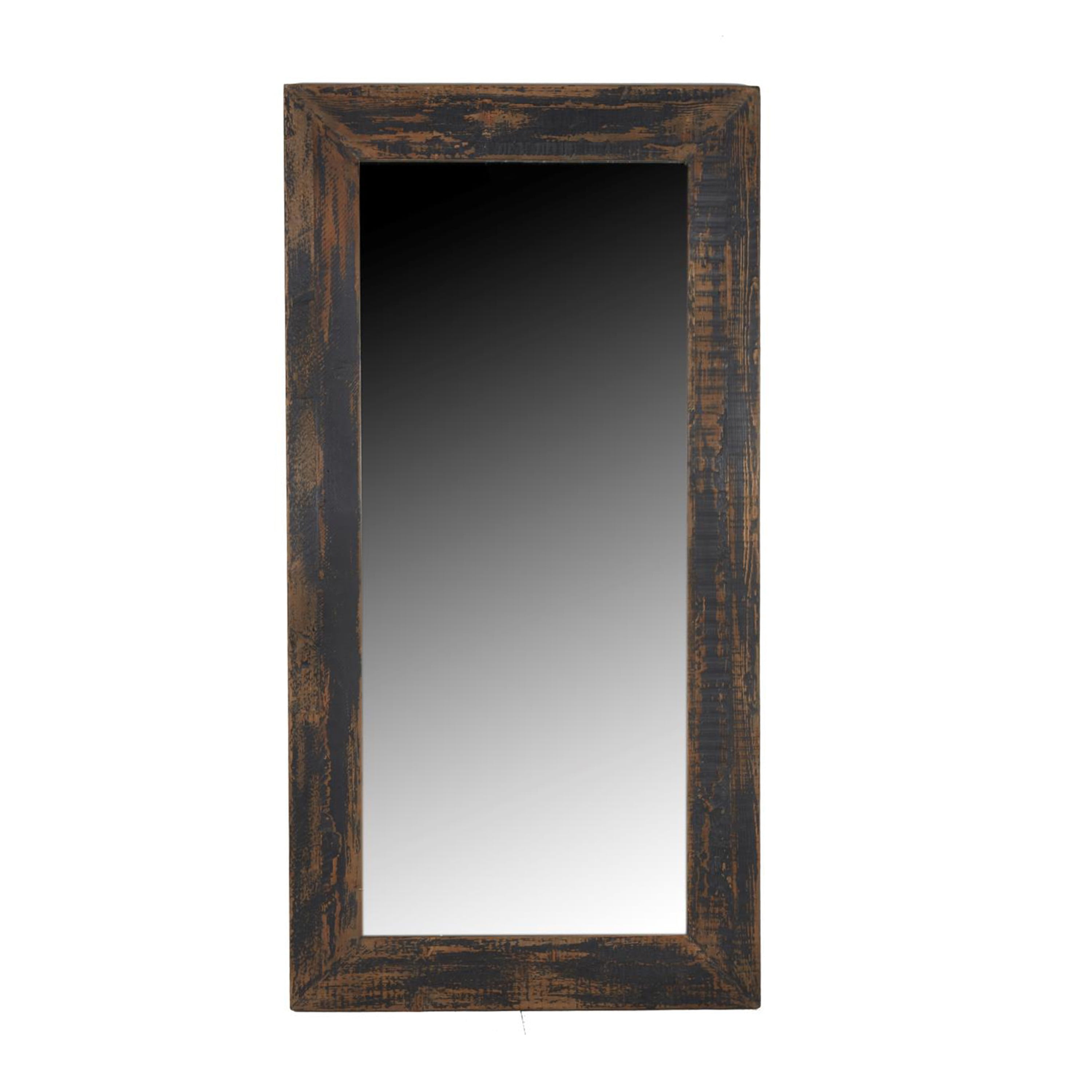 Freestanding Mirror, 80 Inch Rectangular Reclaimed Wood, Antique Black ...