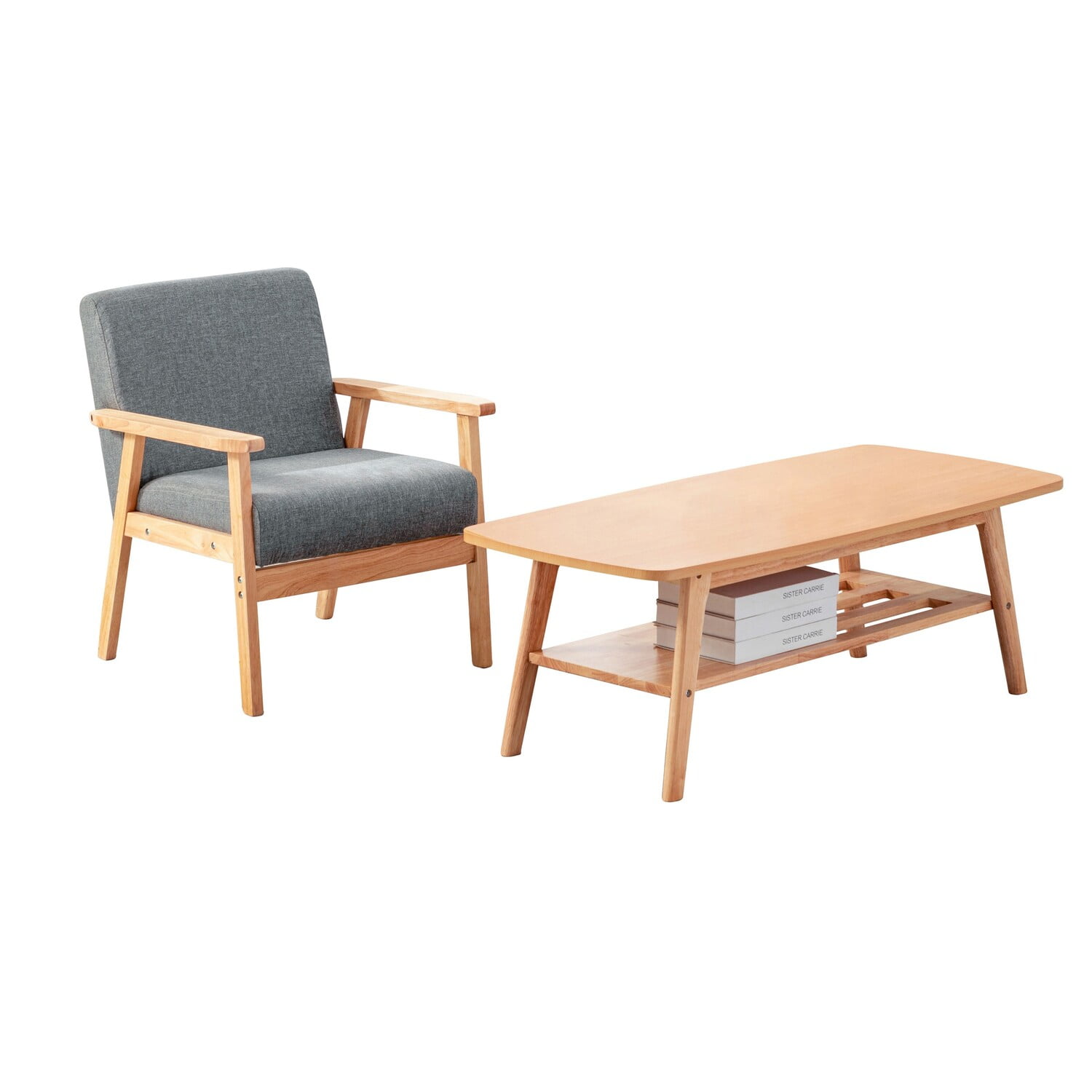 Benjara Gala Modern Coffee Table and Chair Set, Bottom Shelf, Padded ...