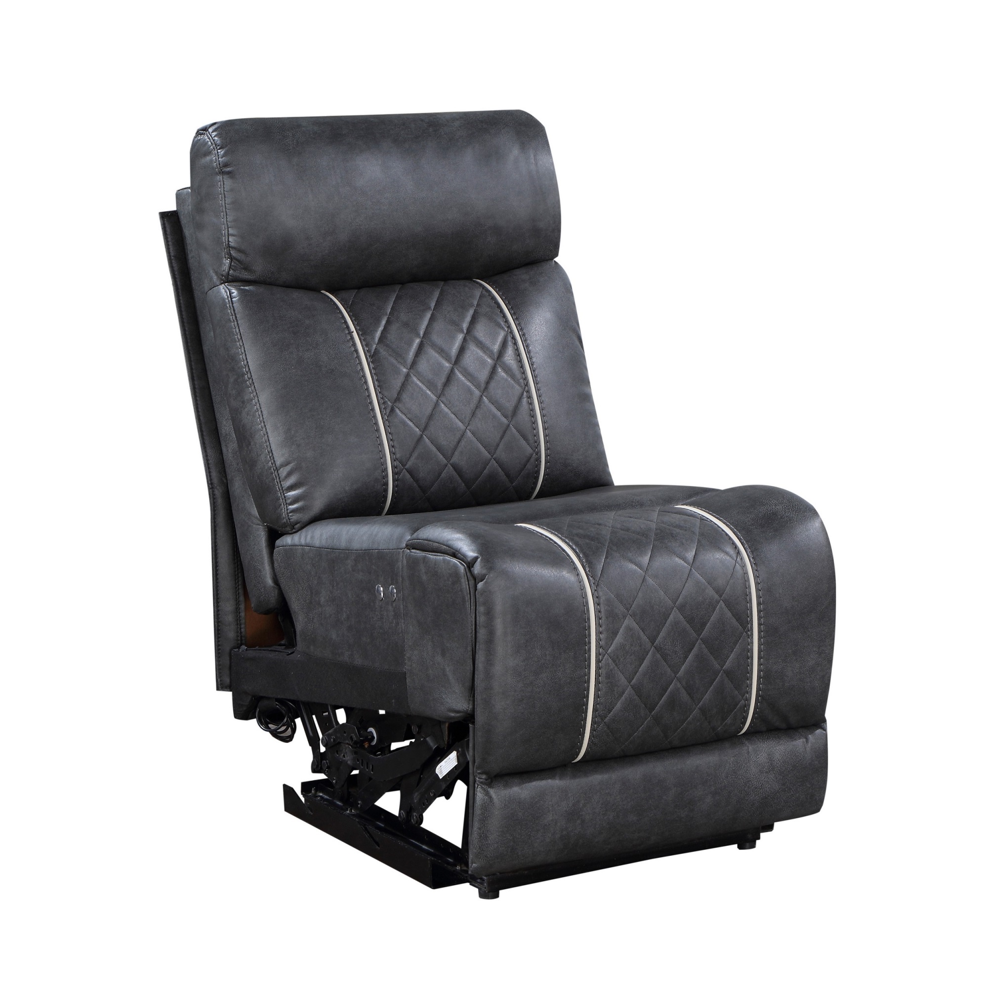 Gale 23 Inch Armless Power Reclining Chair, Stitched, Gray Faux Leather ...