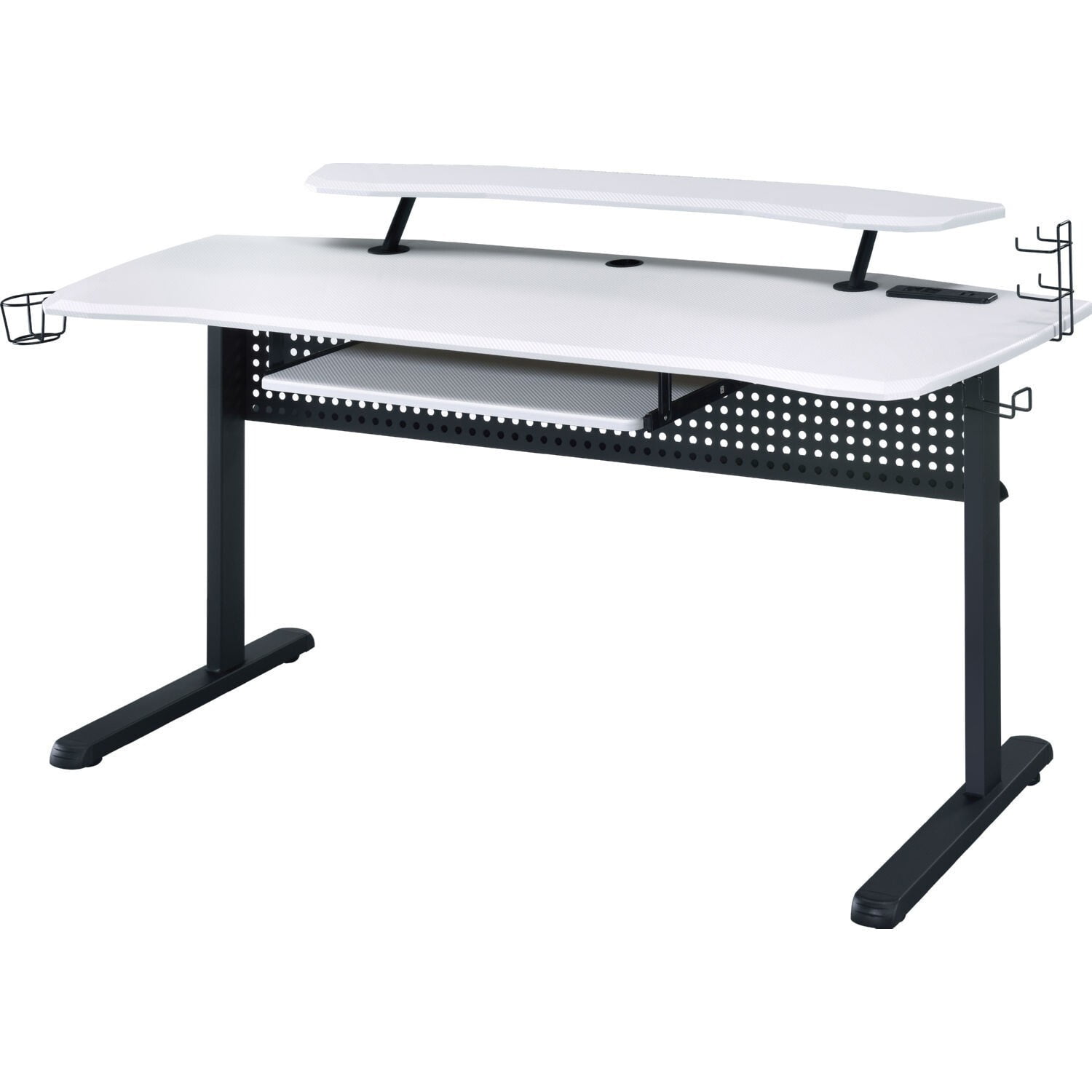 Gaming Table with USB Plugin and Headset Rack White - Saltoro Sherpi ...