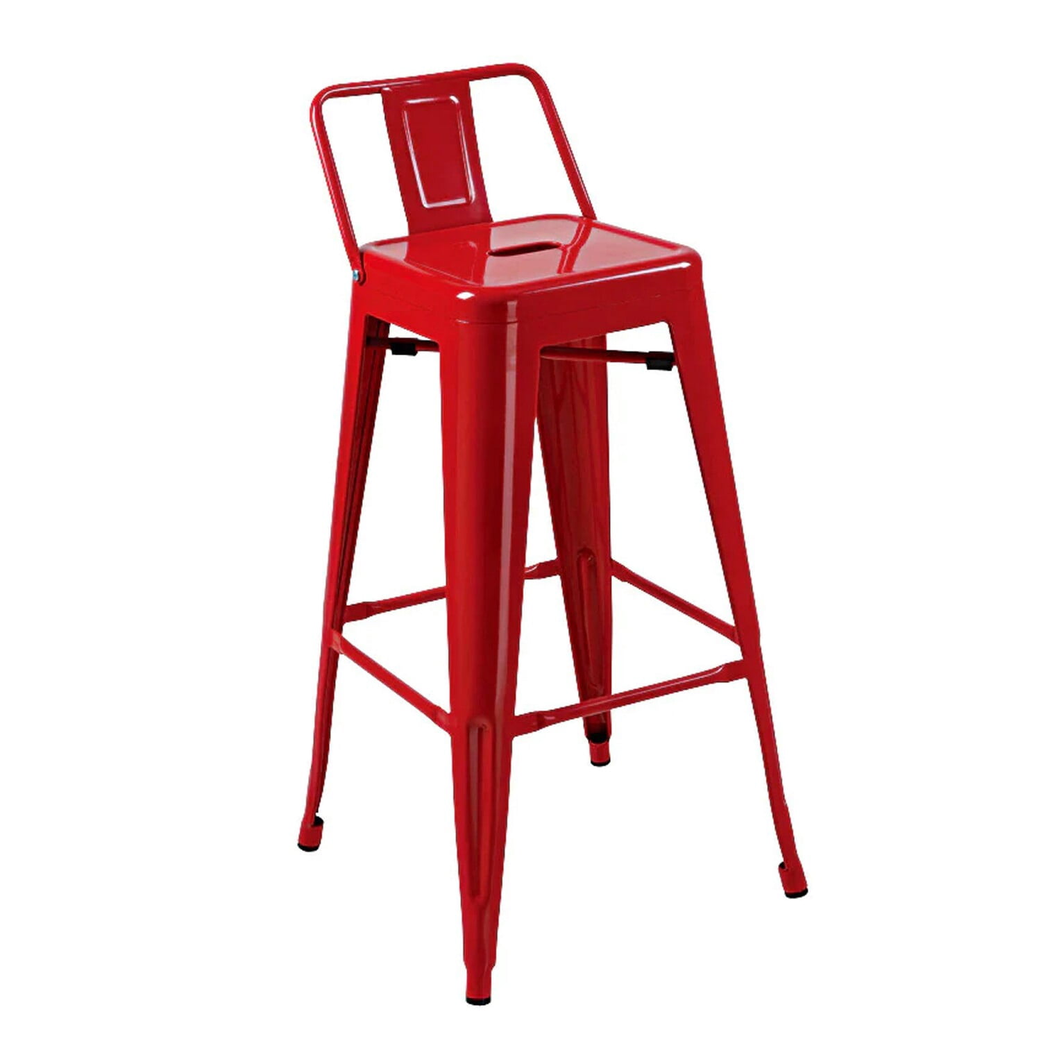 Benjara Giri 30 Inch Barstool Chair, Footrest and Tapered Legs, Red ...