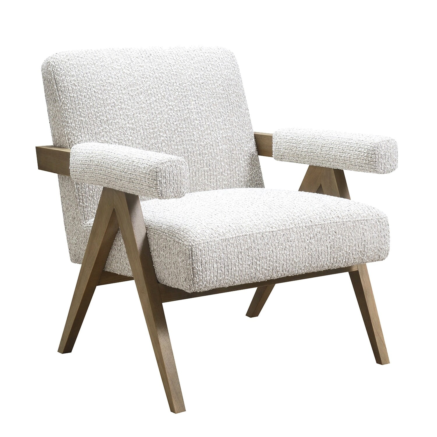 Benjara Gop 33 Inch Accent Chair, Cushioned Arms, V Shape Wood Legs ...