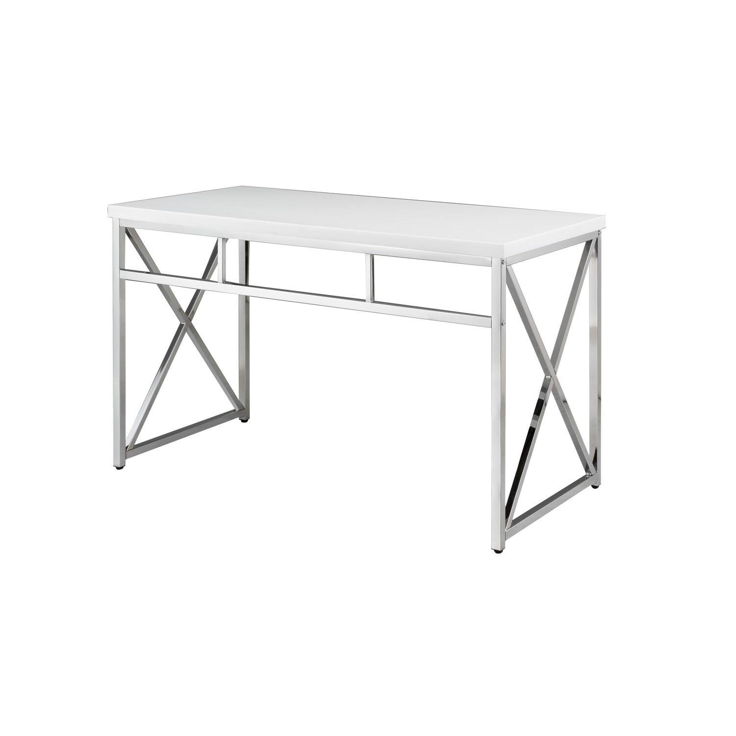 Benjara Gracie 47 Inch Desk, White Rectangular Top, Metal Legs in ...