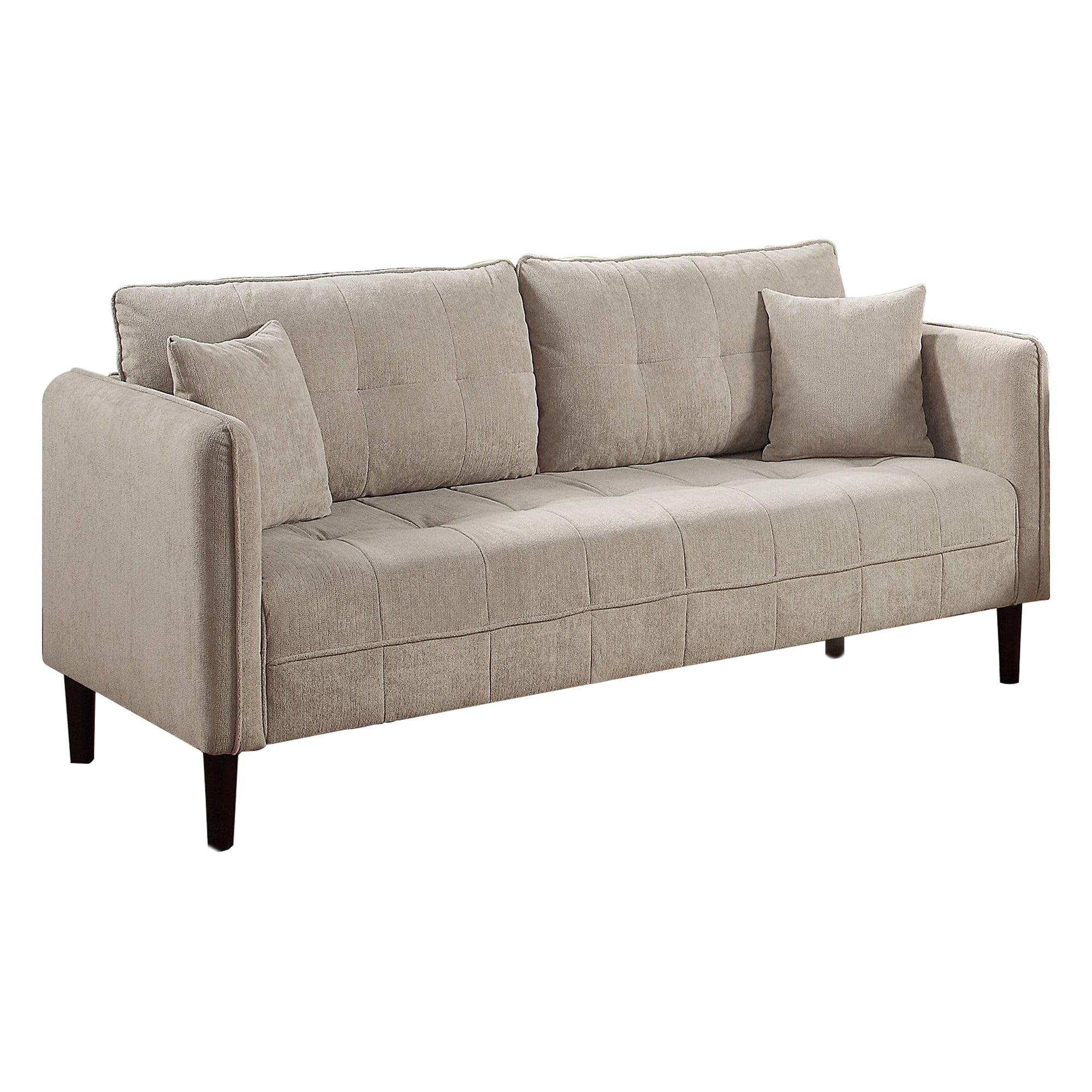 Benjara Hak 76 Inch Sofa with Rounded Curved Arms, Biscuit Tufting ...