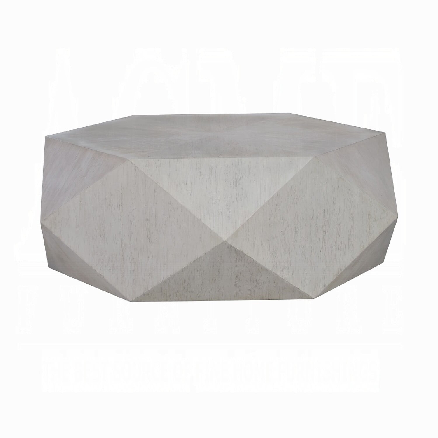 Hano Coffee Table-White Rubberwood-50 Inch-Geometric Plinth Base ...