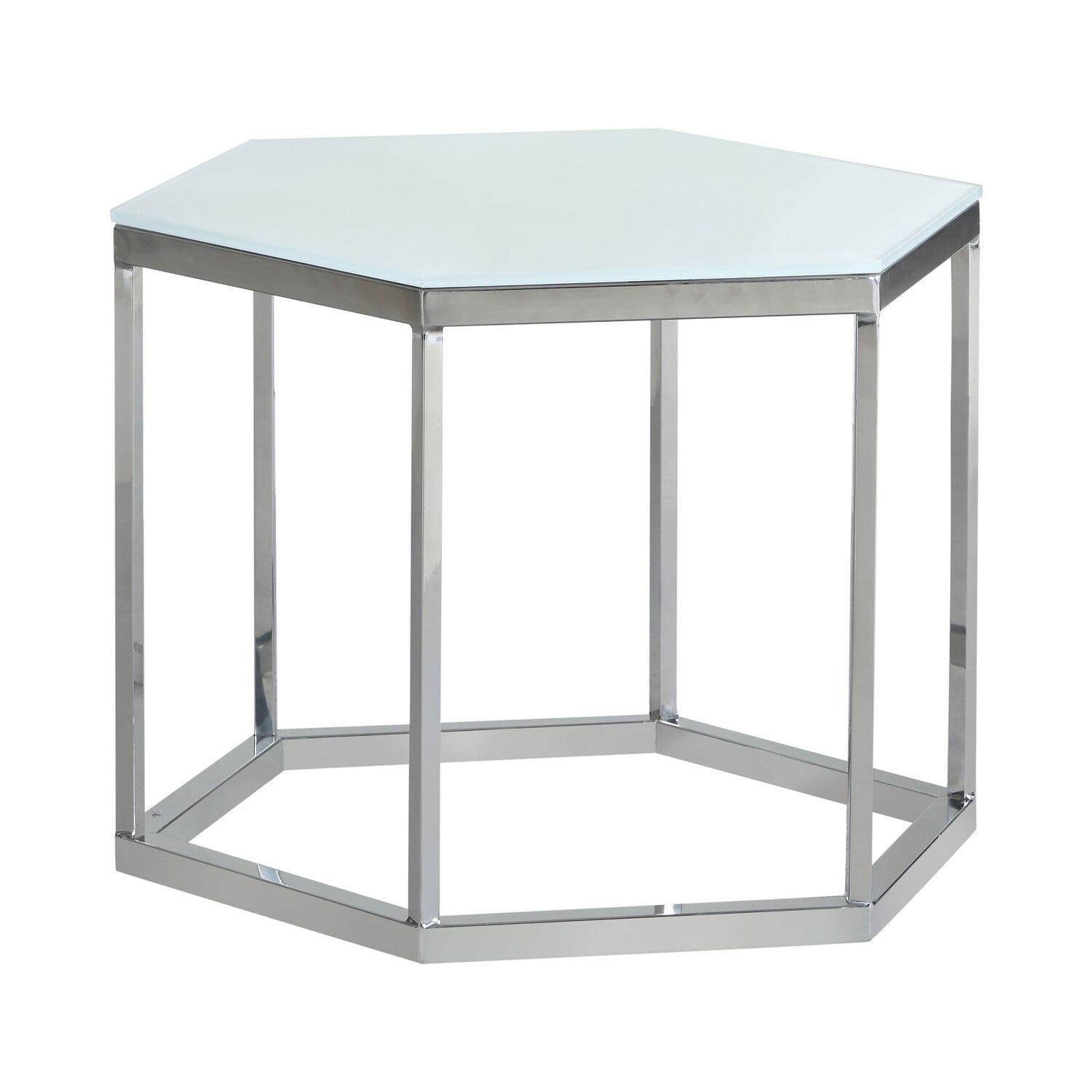 Benjara Hexagonal Accent Table with Glass Top, Silver - Walmart.com