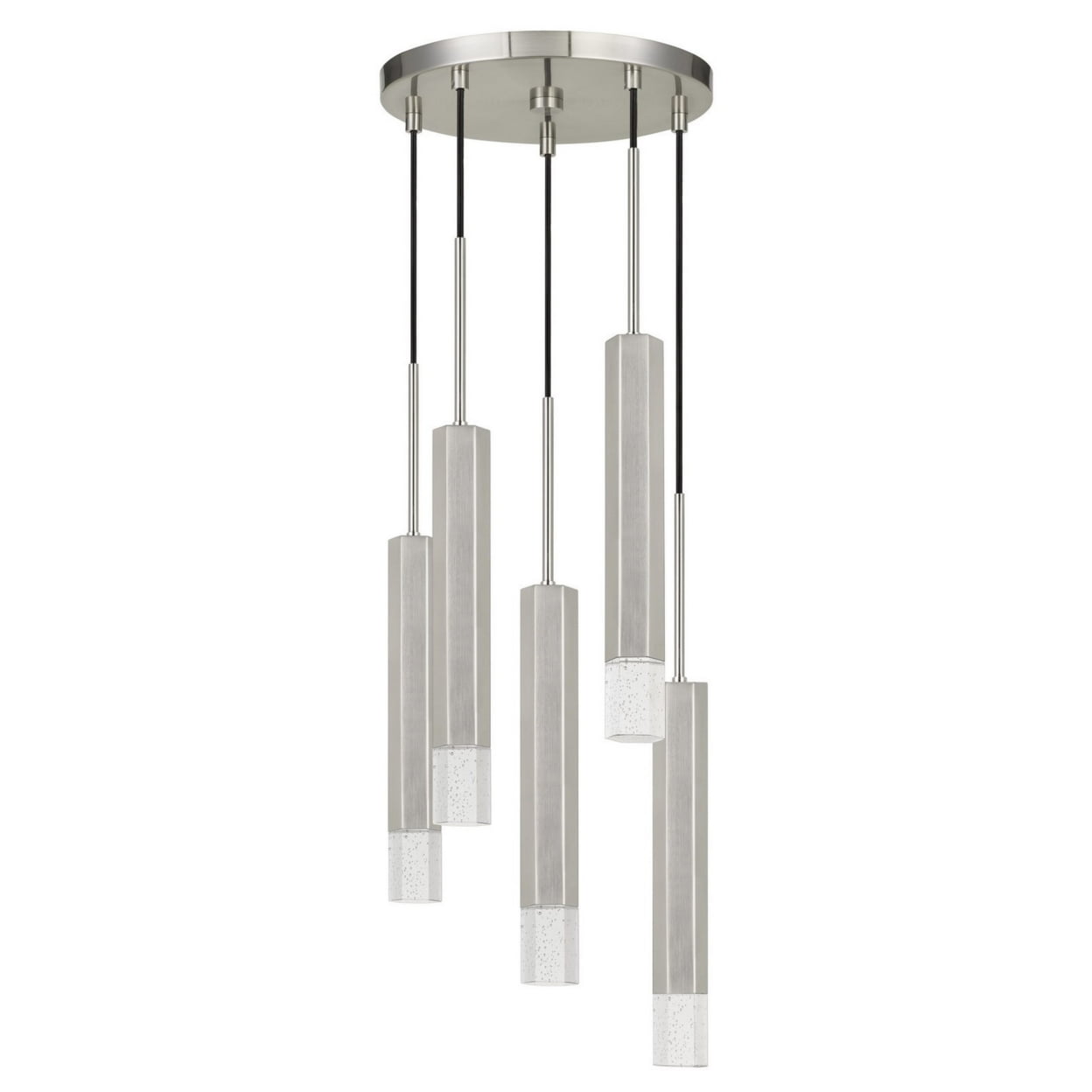 Hexagonal Metal Frame 5 LED Light Pendant with Glass Diffuser, Gray ...