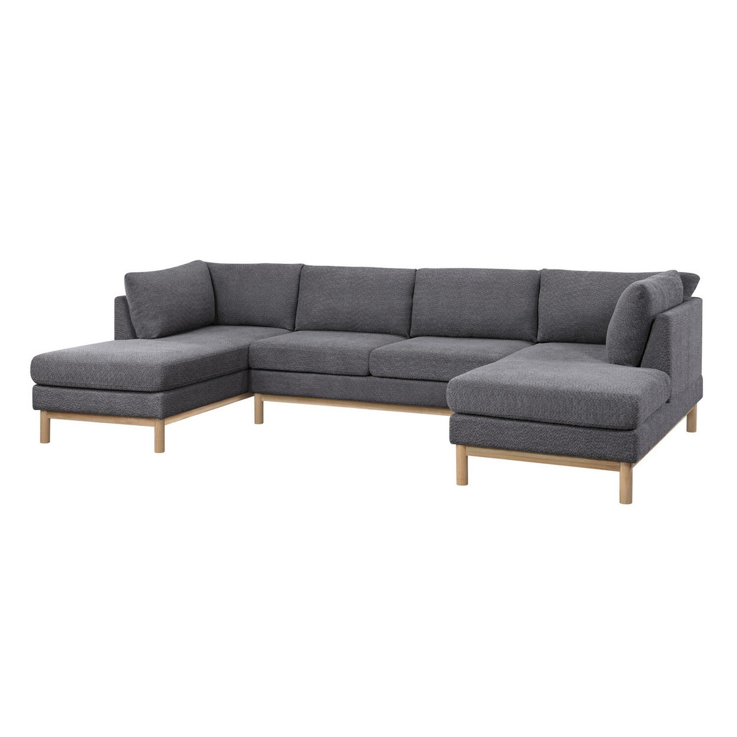 Benjara Hle 124 Inch Wide Sectional Sofa Double Chaise, U Shape, Gray ...