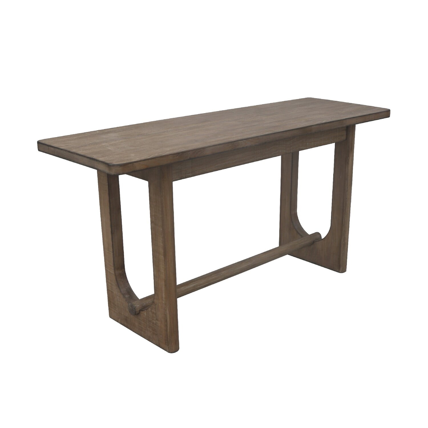 Benjara Homa Counter Table, Antique Natural Finish, Modern Arched Base ...
