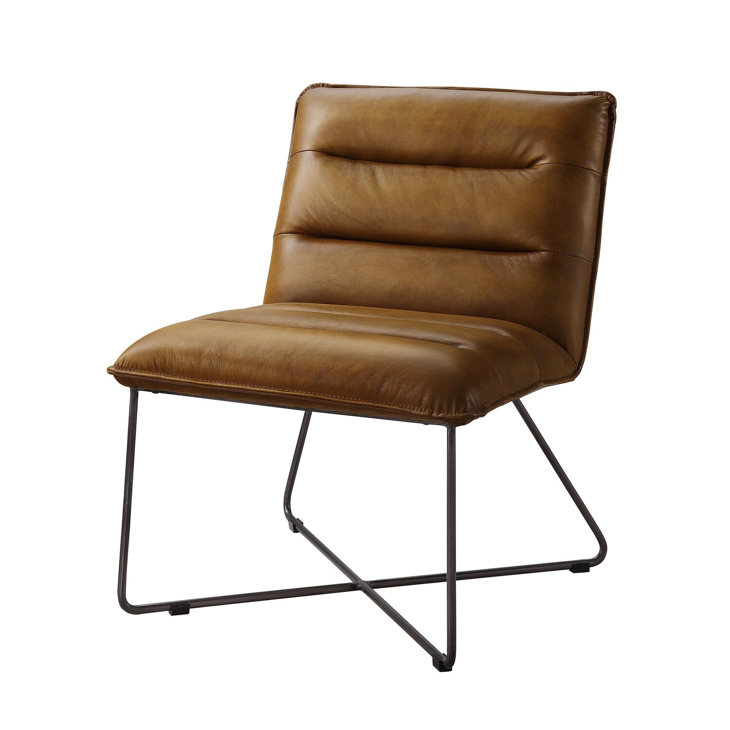 Benjara Horizontal Tufted Accent Chair with Sled Base and X Shaped ...