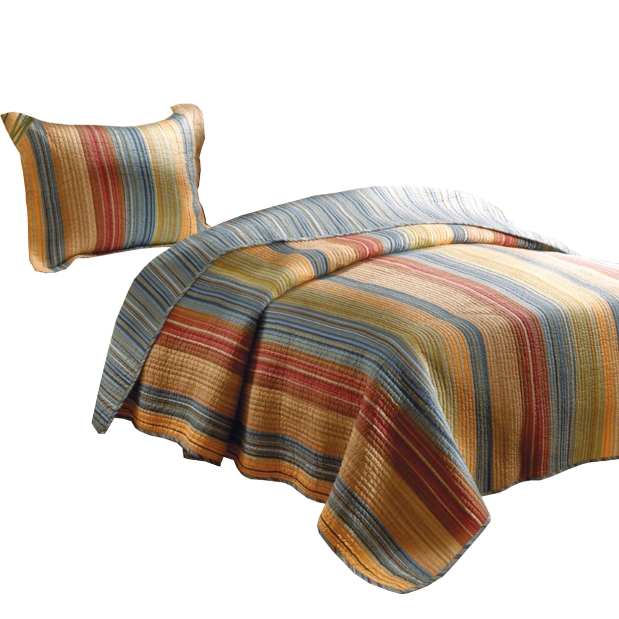 Huascaran 2 Piece Fabric Twin Size Quilt Set with Channel Stitching ...