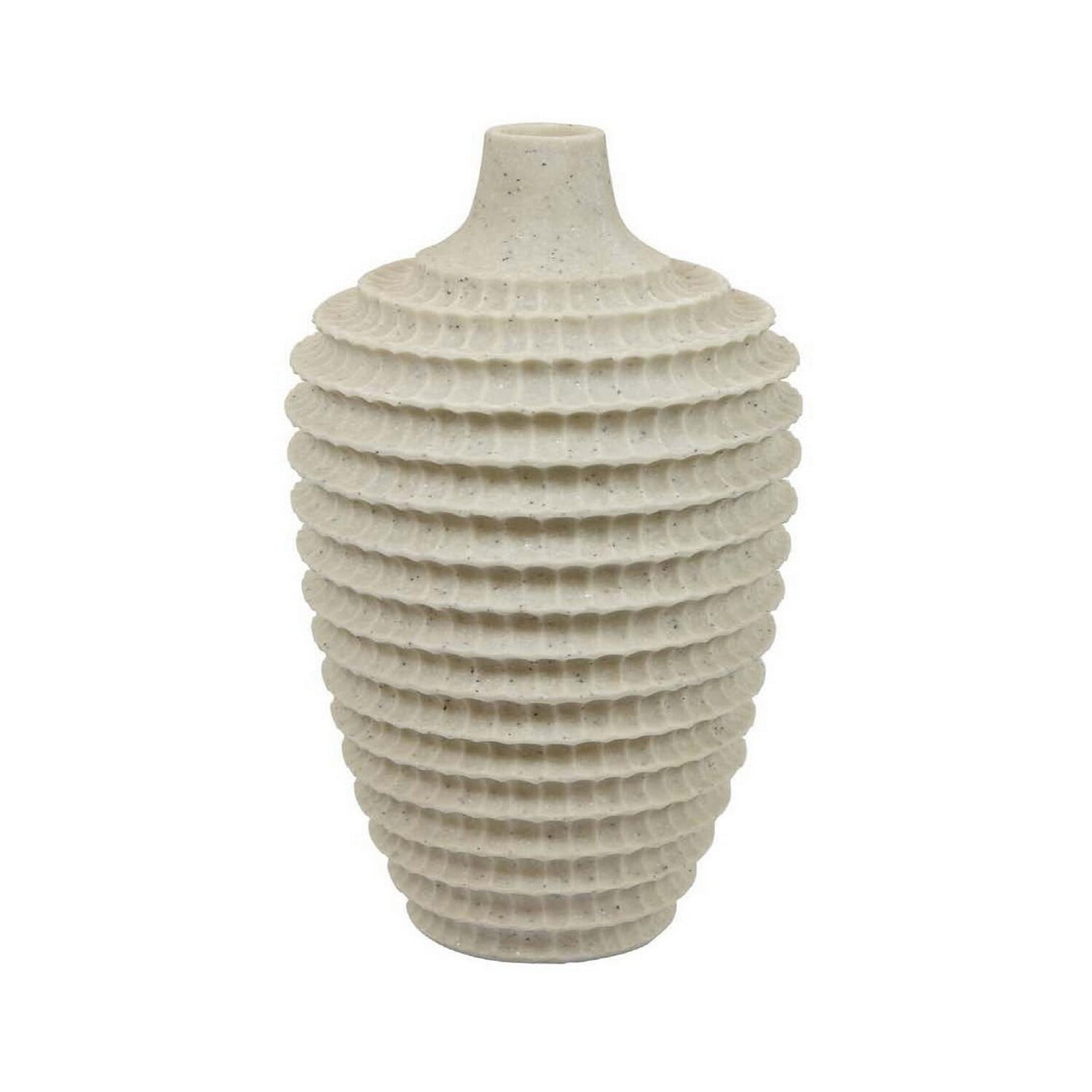 Huma 19 Inch Tall Decorative Vase, Tapered Body, Textured Off White ...