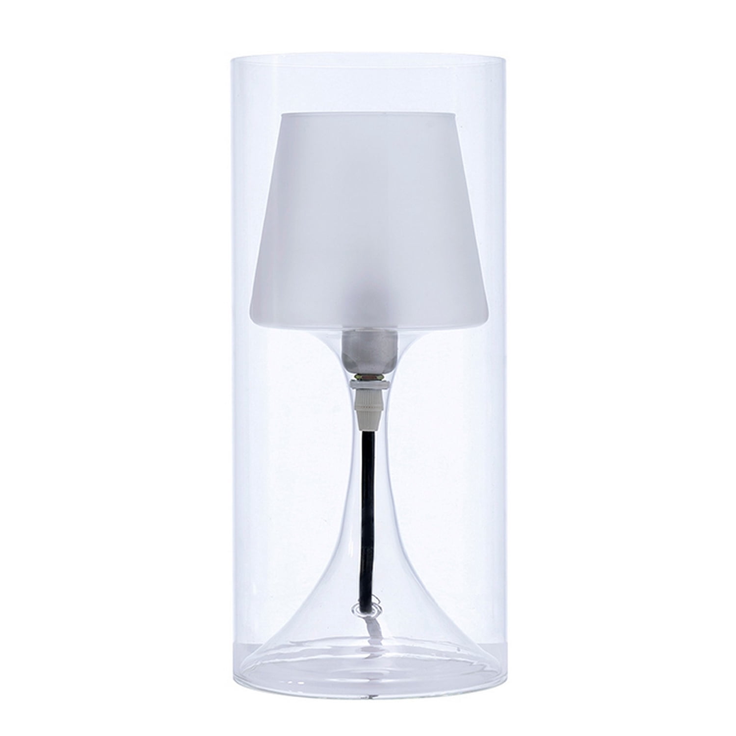 Hurricane Table Lamp with Frosted Glass Shade, Clear- Saltoro Sherpi ...
