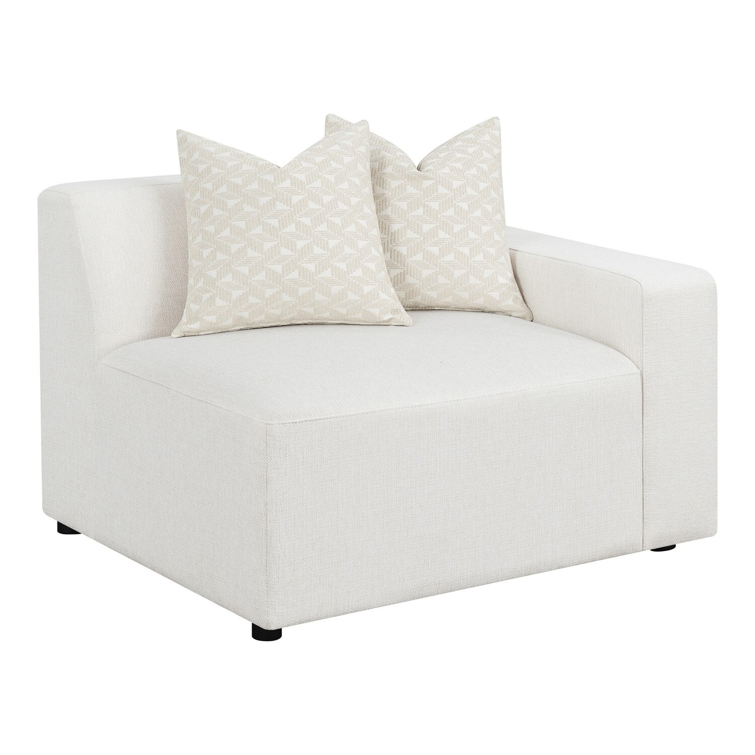 Benjara Ilex 43 Inch Modular Right Arm Chair, Soft Pearl White Fabric ...