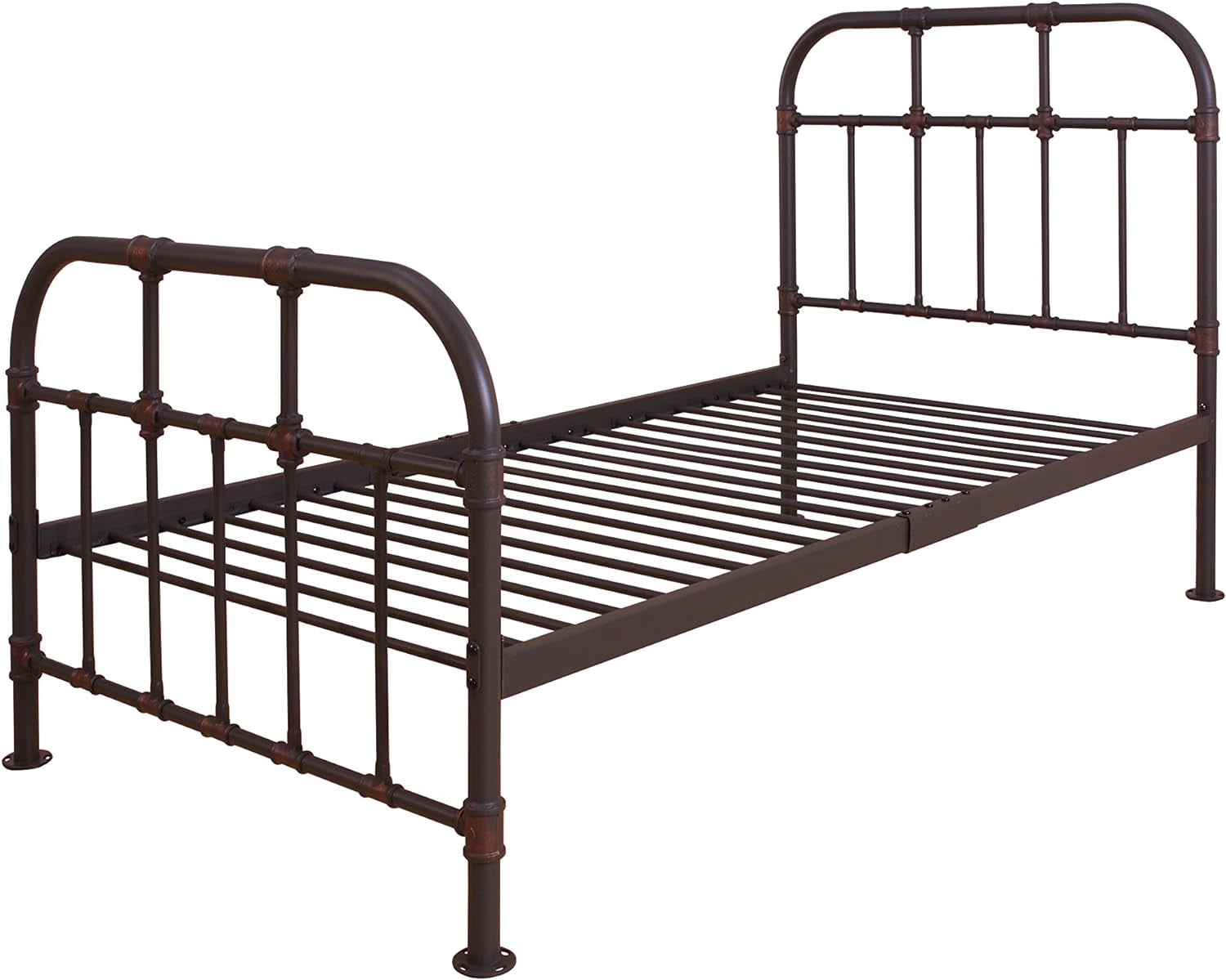 Benjara Industrial Style Metal Twin Size Bed with Pipe Inspired Frame ...
