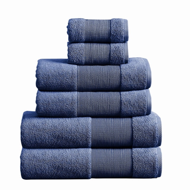 Indy Modern 6 Piece Cotton Towel Set Softly Textured Design Deep Blue ...